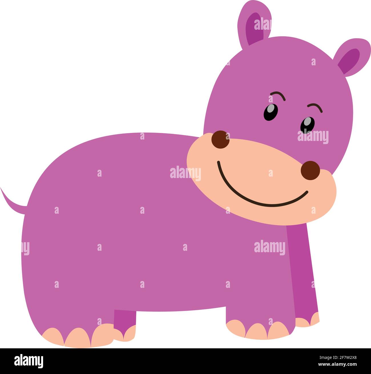 Cartoon hippo vector illustration isolated on white background Stock ...