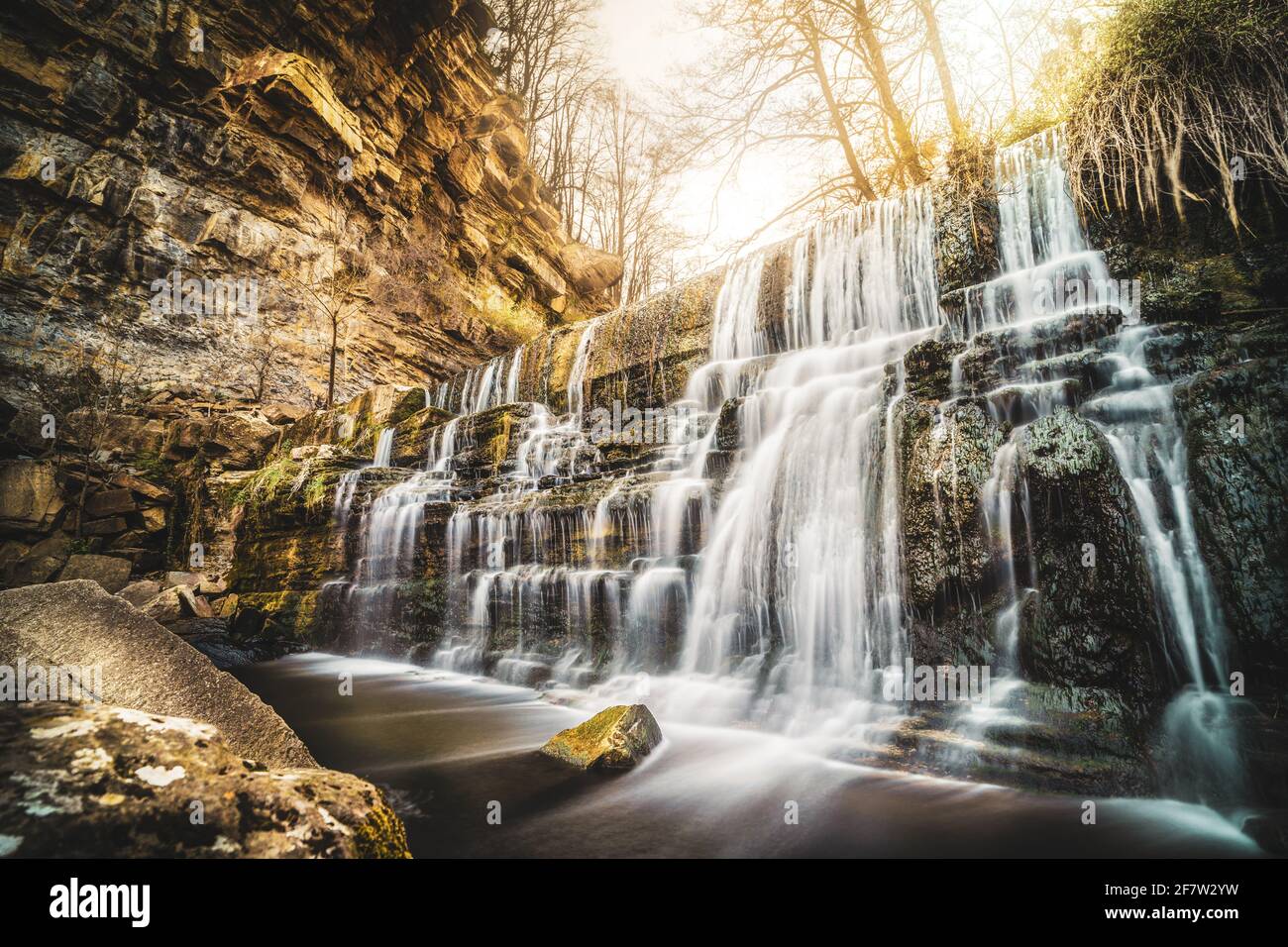 Waterfall wall long exposure Stock Photo - Alamy