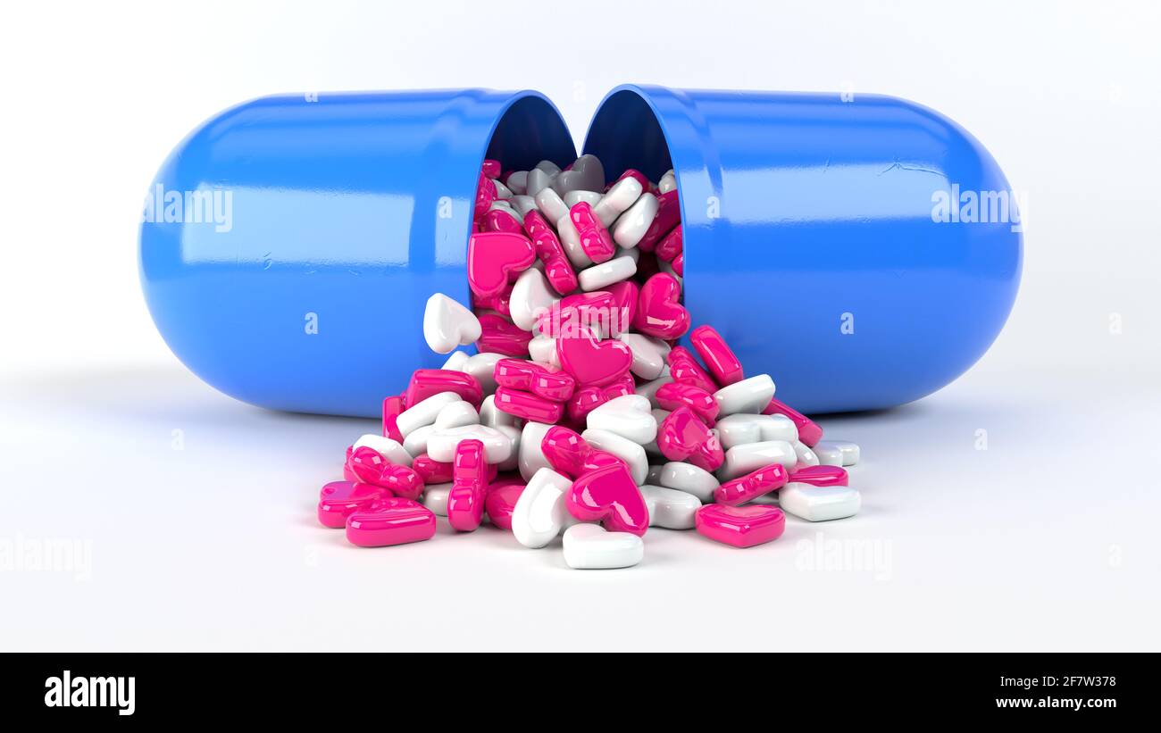inside of capsule extracted out. 3D illustration isolated on white ...