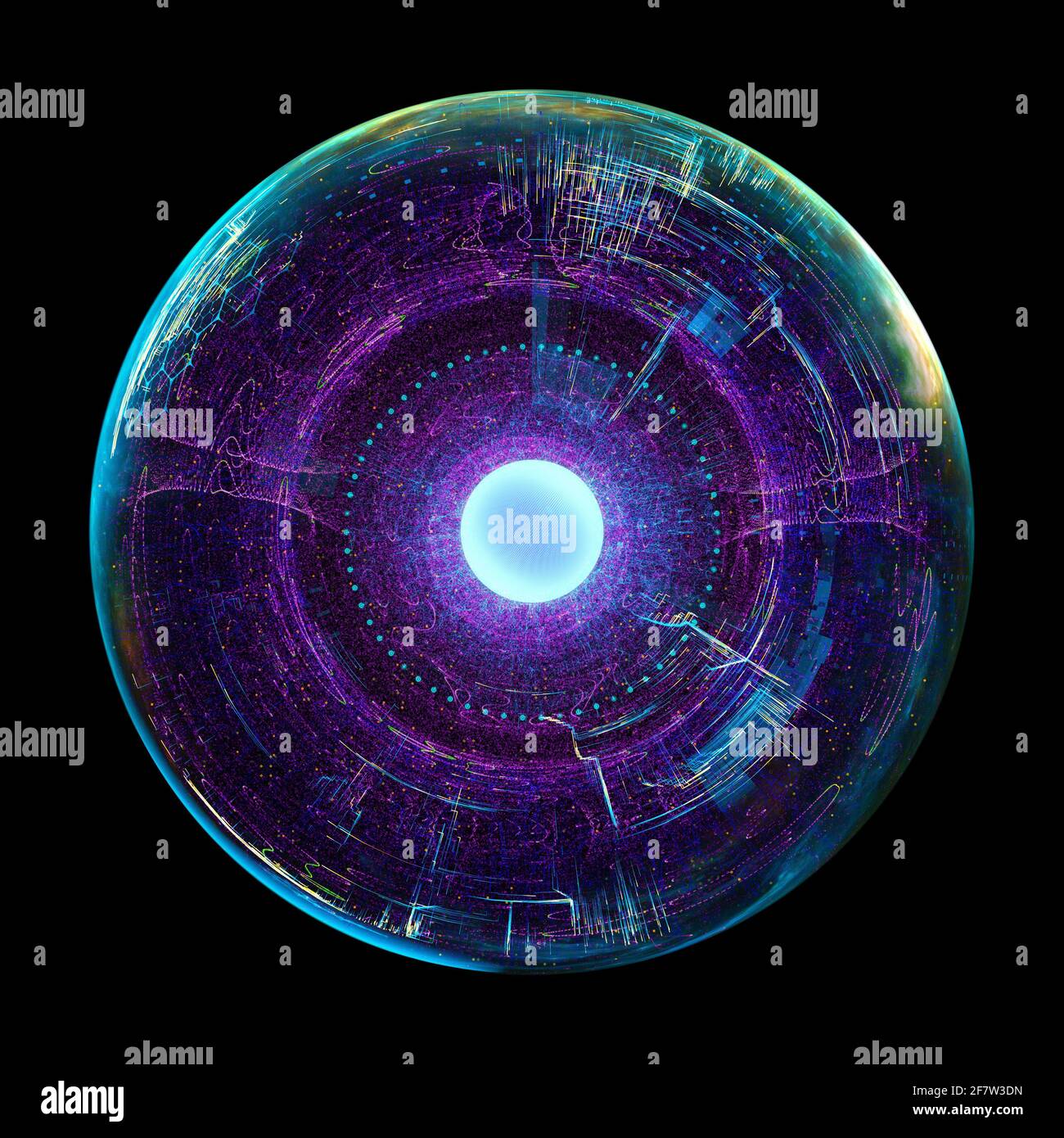 Energy Sphere With Glowing Core. Concept For Antigravity, Magnetic ...