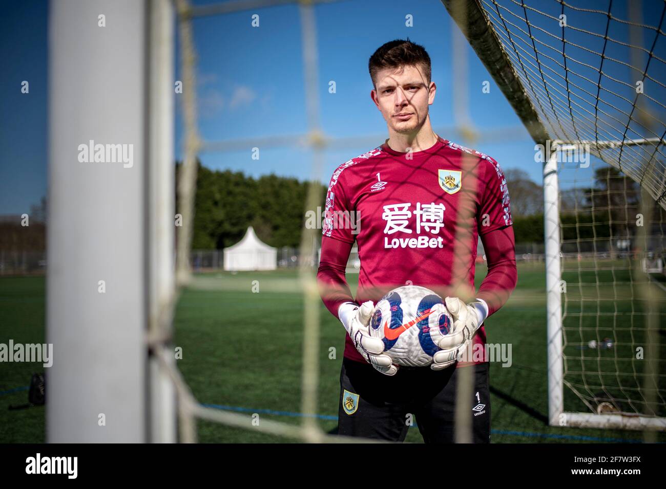 Burnley goalkeeper Nick Pope poses for portraits at the Burnley FC ...