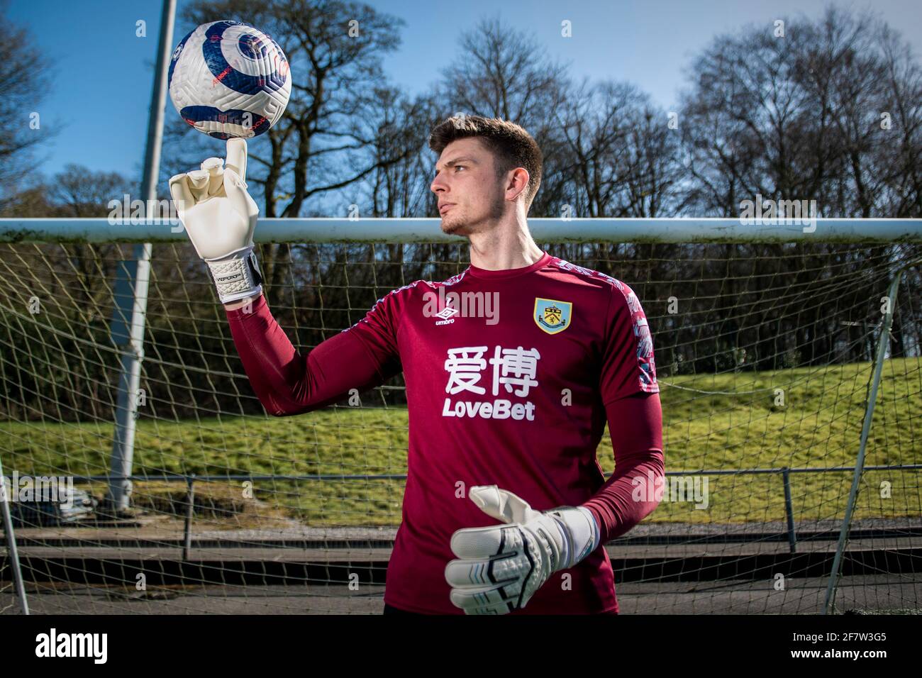 Burnley goalkeeper Nick Pope poses for portraits at the Burnley FC ...