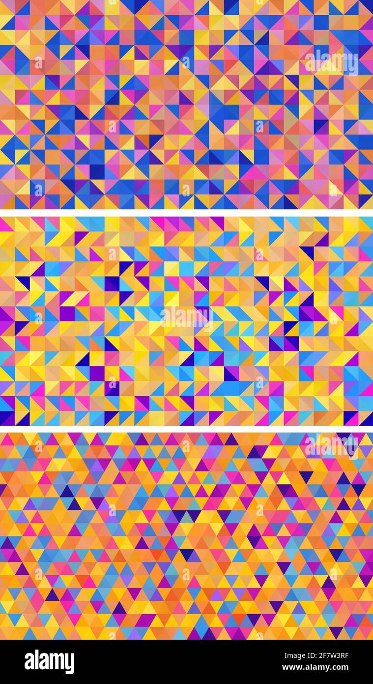Abstract colorful geometric triangle shaped pattern backgrounds. Three ...