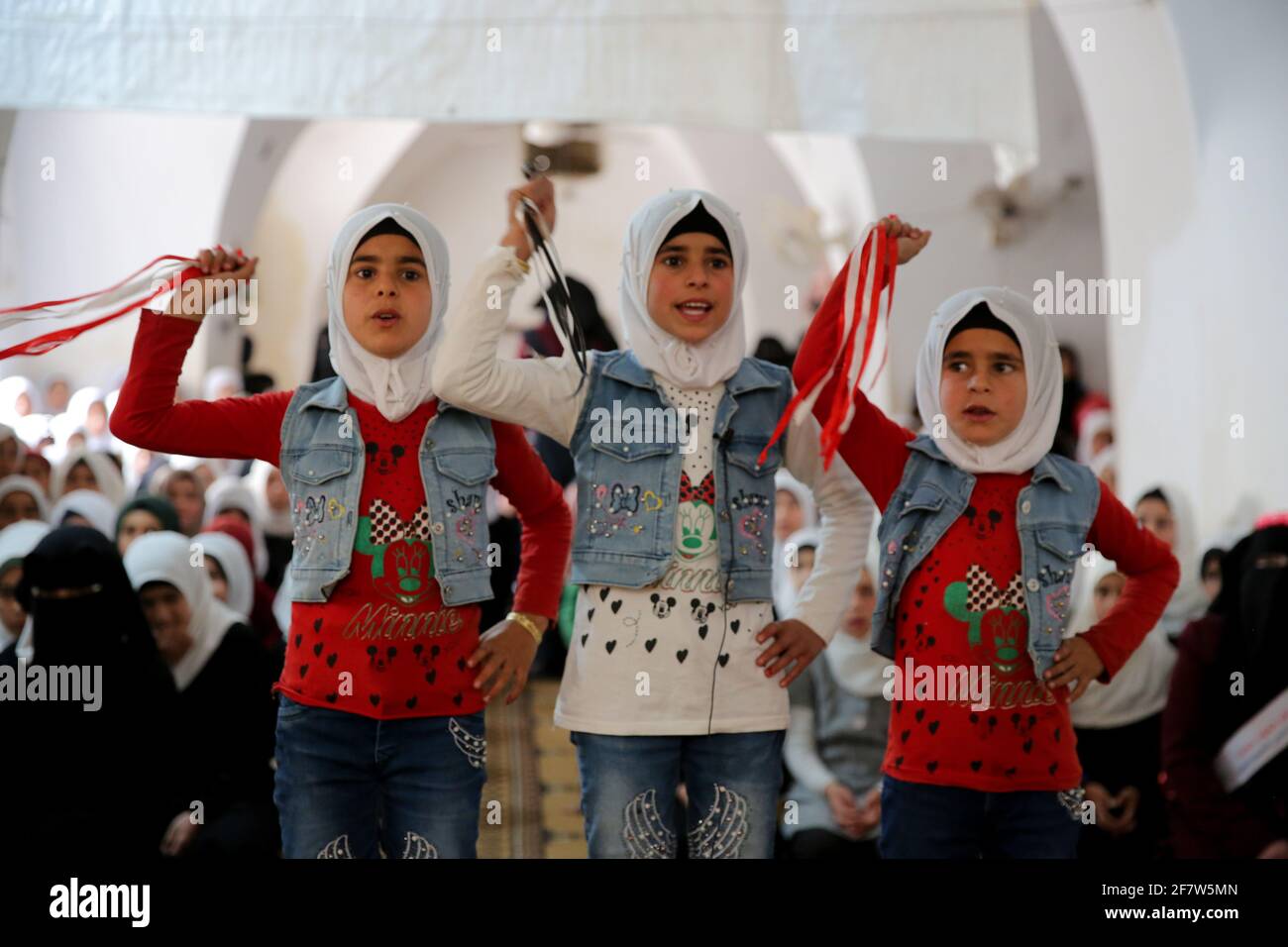 April 7, 2021: Aleppo, Syria. 7 April 2021. Female students receive ...