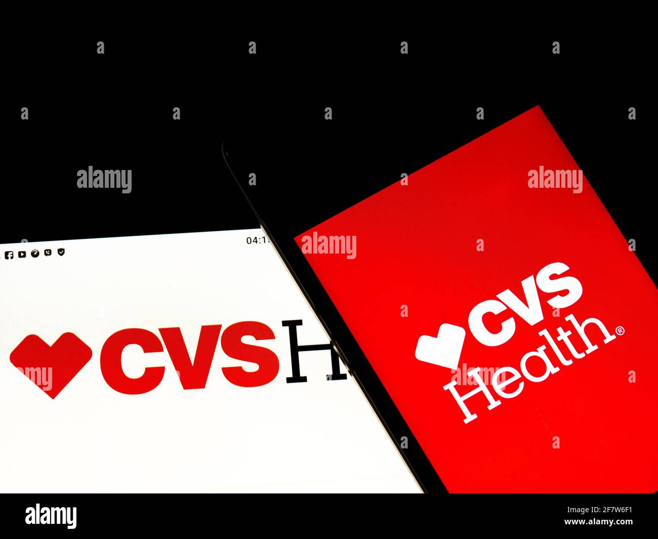 In this photo illustration CVS Health Corporation logo seen displayed ...
