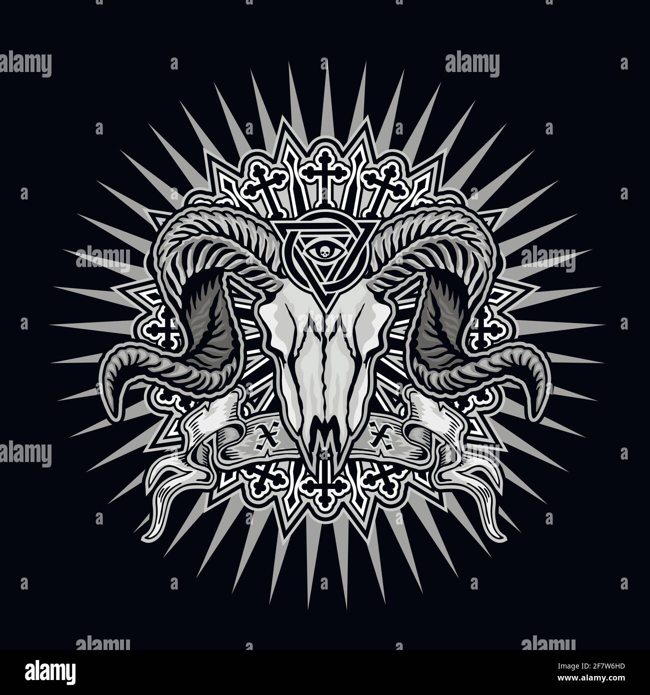 Gothic sign with skull and bones, grunge vintage design t shirts Stock ...