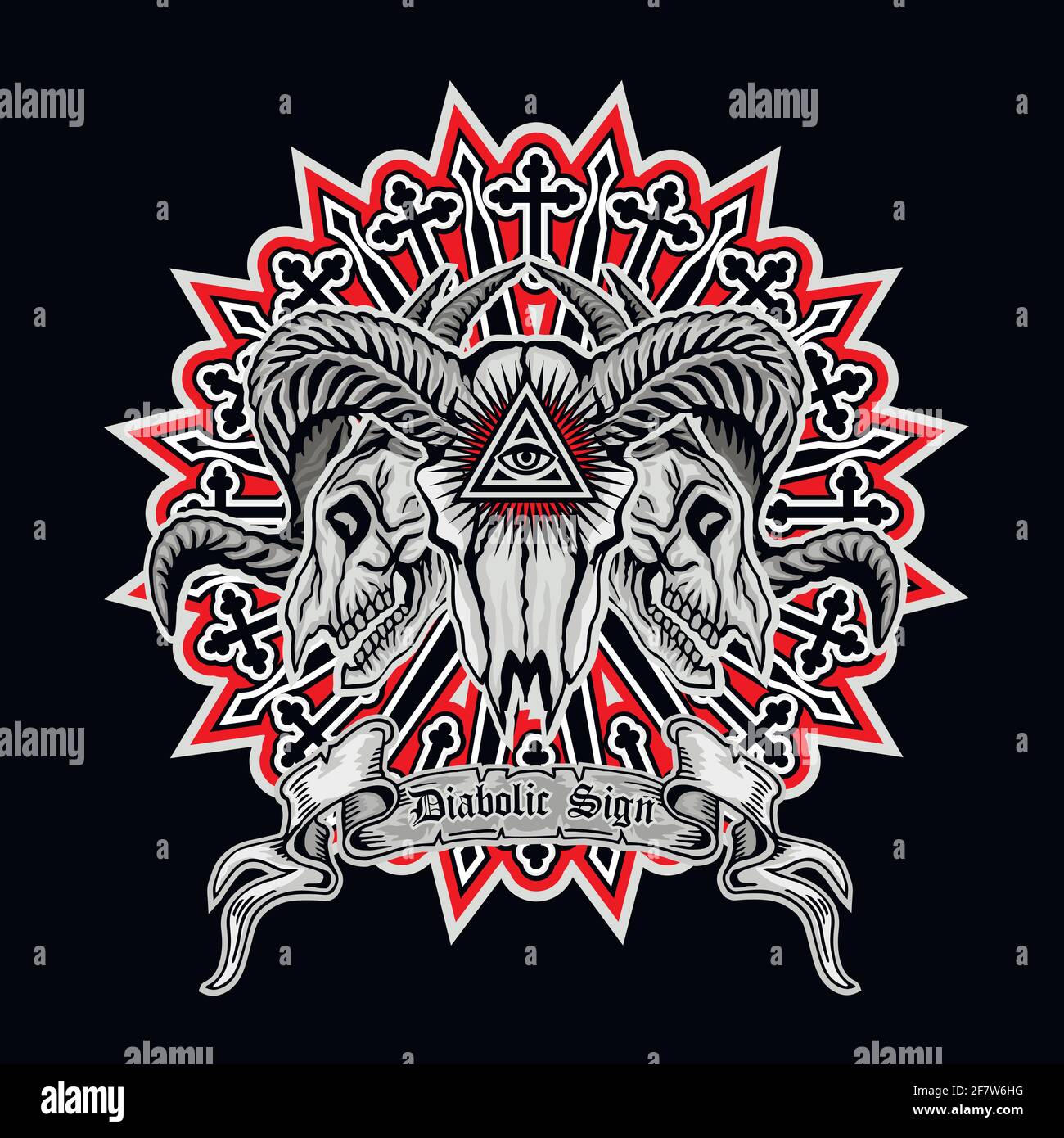 Gothic sign with skull and bones, grunge vintage design t shirts Stock ...