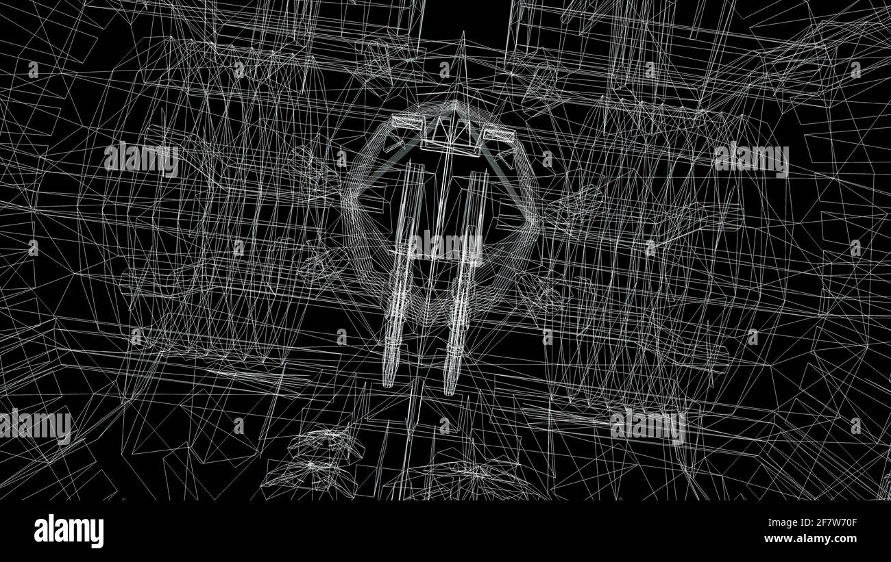 3d rendering - wire frame model of industrial buildings Stock Photo - Alamy