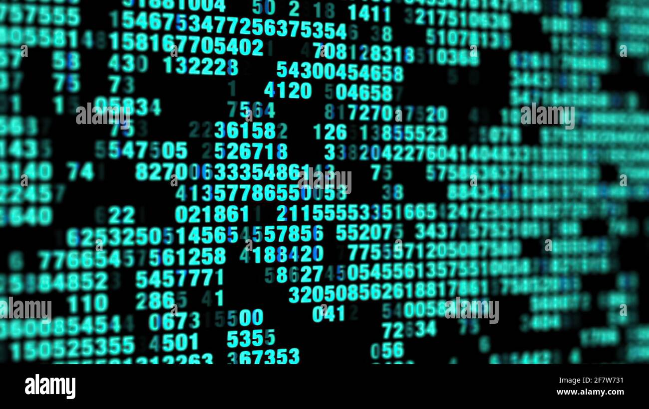 Technology background with digital Numbers Blinking in 3D Layers and ...