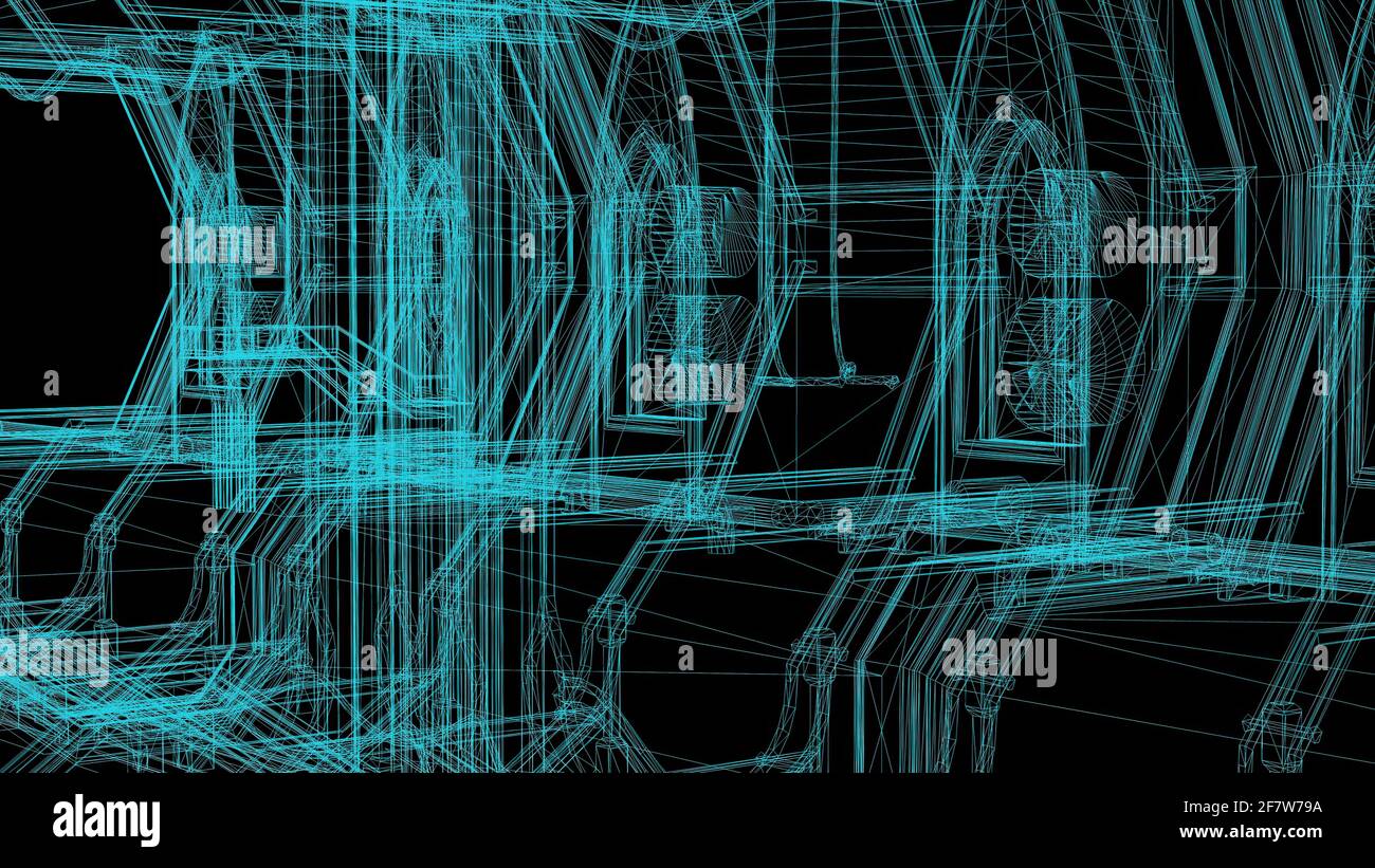 3d rendering - wire frame model of industrial buildings Stock Photo - Alamy