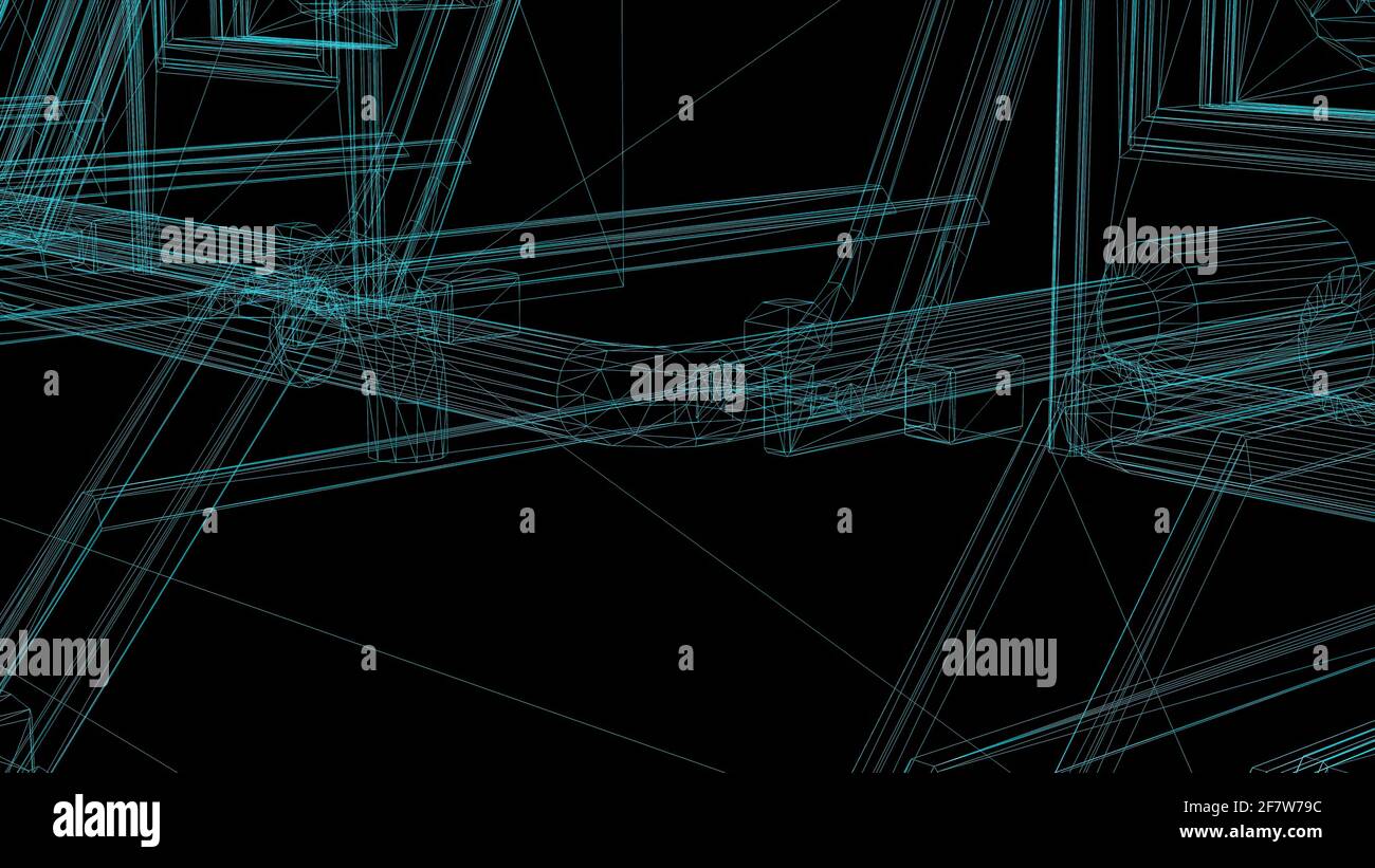 3d rendering - wire frame model of industrial buildings Stock Photo - Alamy