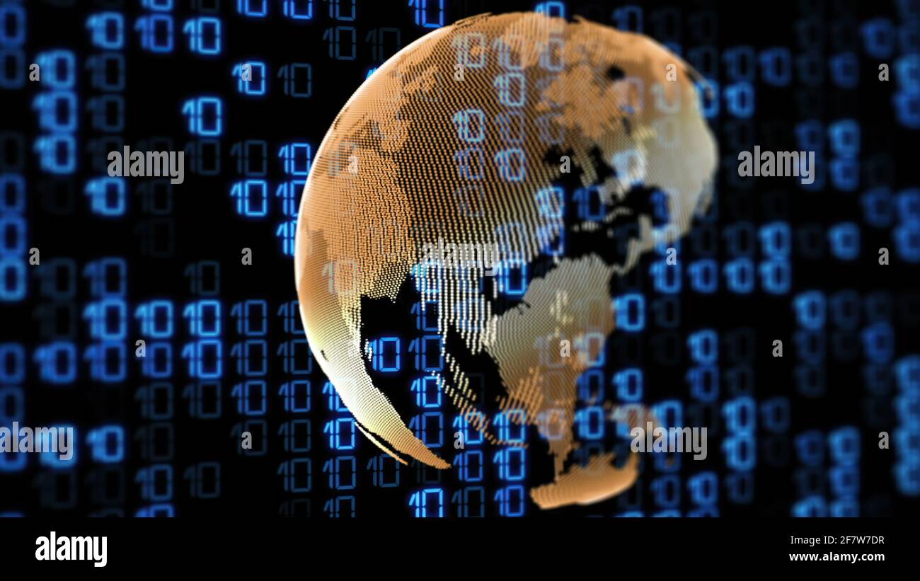 Technology background with digital Numbers Blinking in 3D Layers and ...