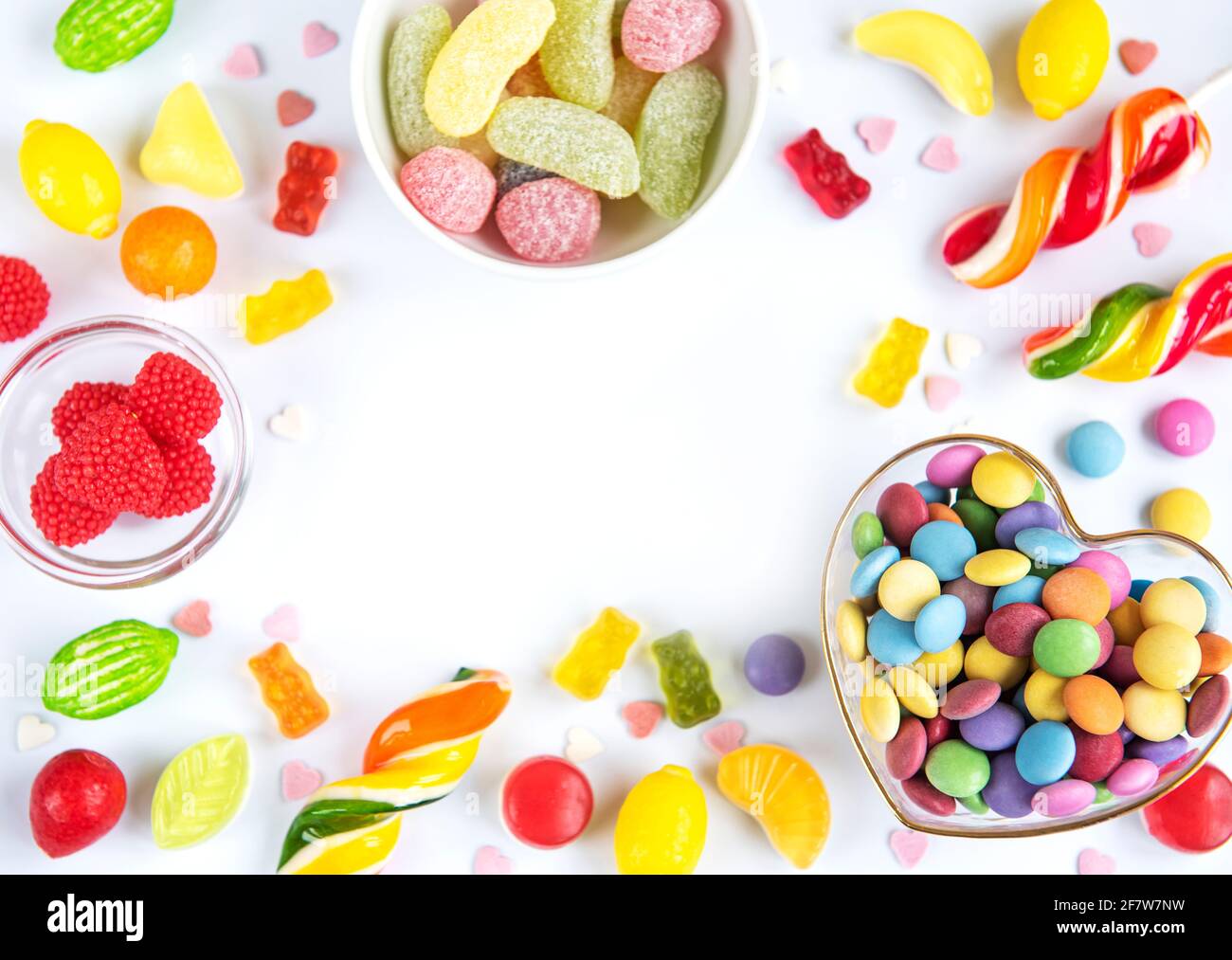 Colorful candies, jelly and marmalade. Isolated on white background ...