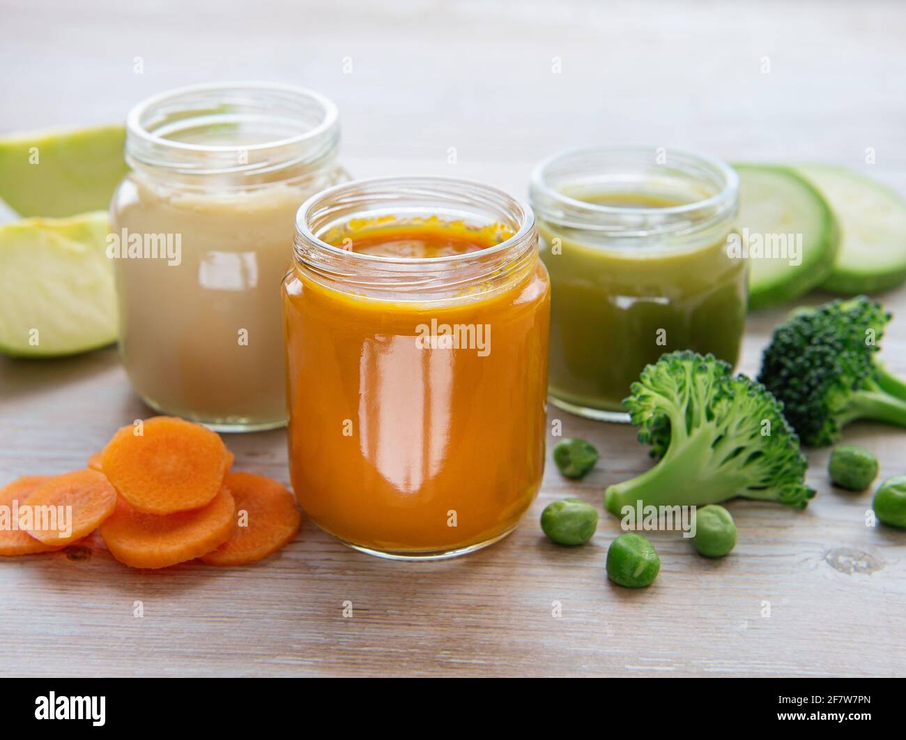 Baby food, assortment of fruit and vegetable puree Stock Photo - Alamy