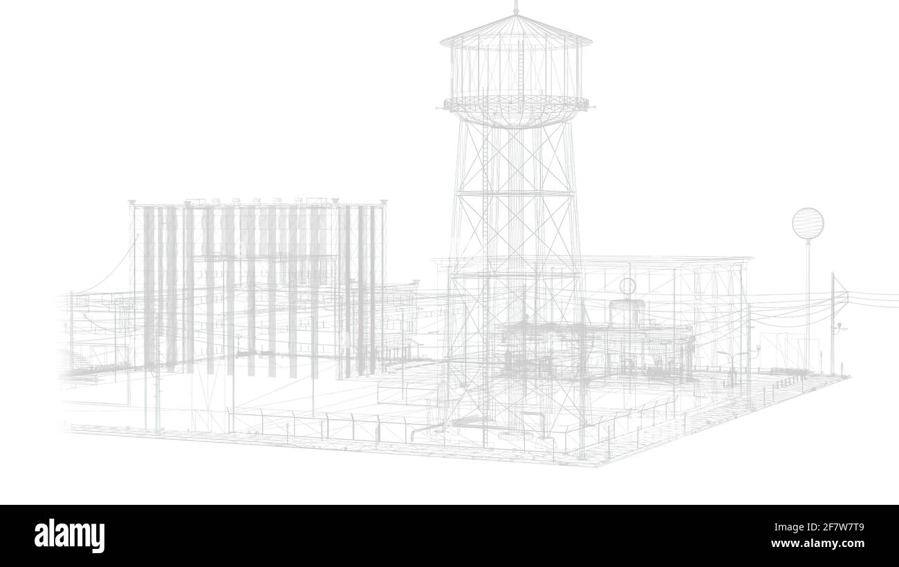 Metal wire abandoned buildings Cut Out Stock Images & Pictures - Alamy