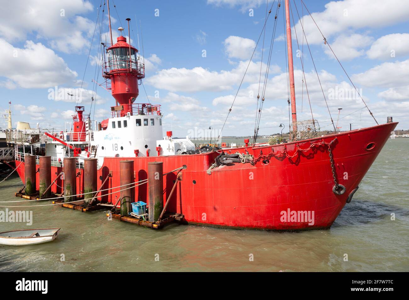 Red lightship light vessel LV18 Mi Amigo ship, pirate radio station ...