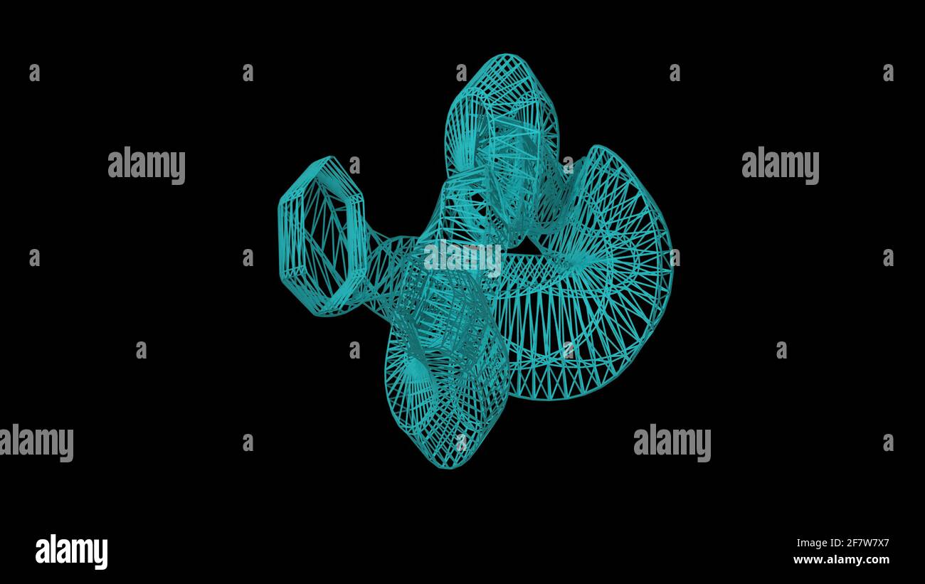 Complex abstract wire frame shape floats in black space Stock Photo - Alamy