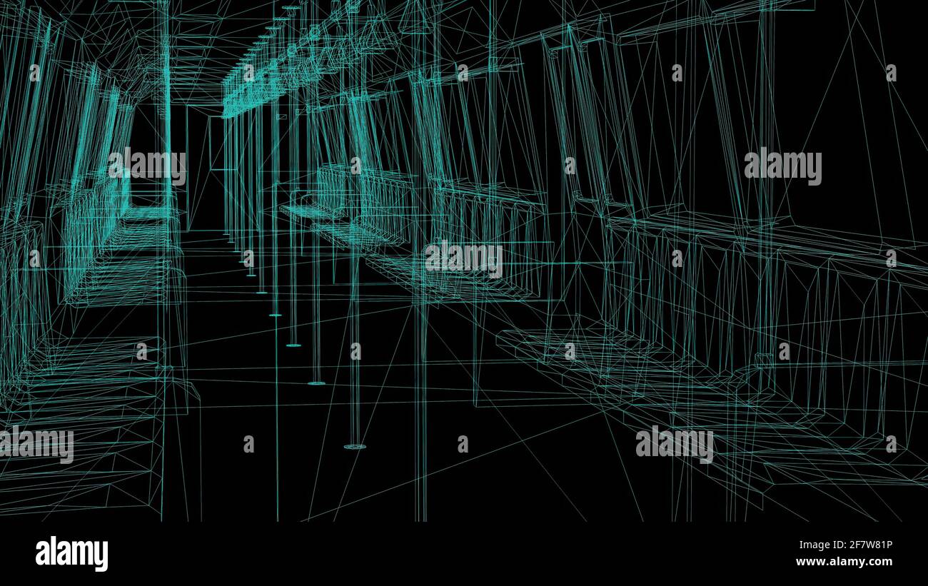 3d rendering - wire frame model of industrial buildings Stock Photo - Alamy