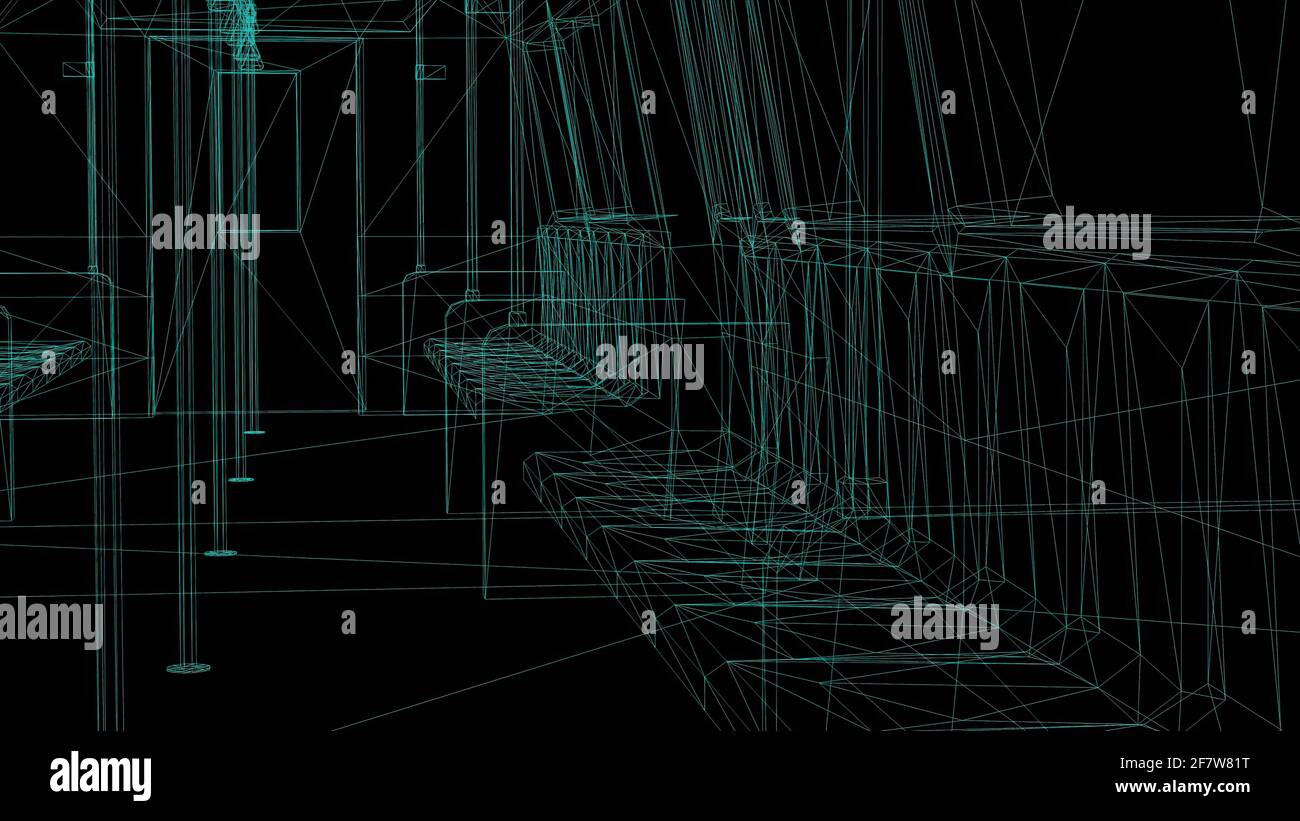3d rendering - wire frame model of industrial buildings Stock Photo - Alamy