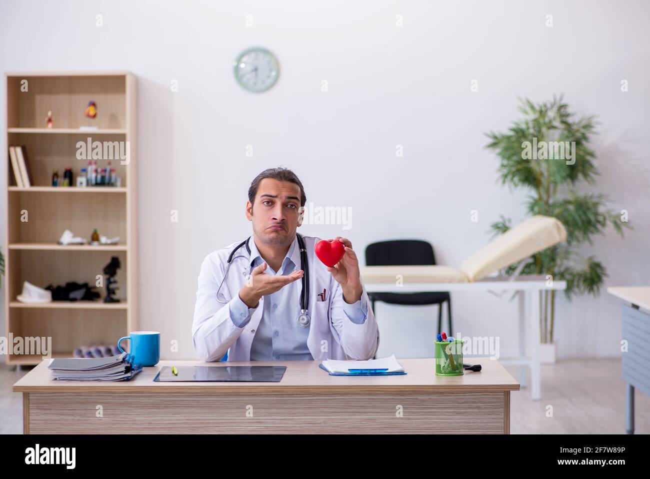 Young doctor cardiologist holding heart model Stock Photo - Alamy