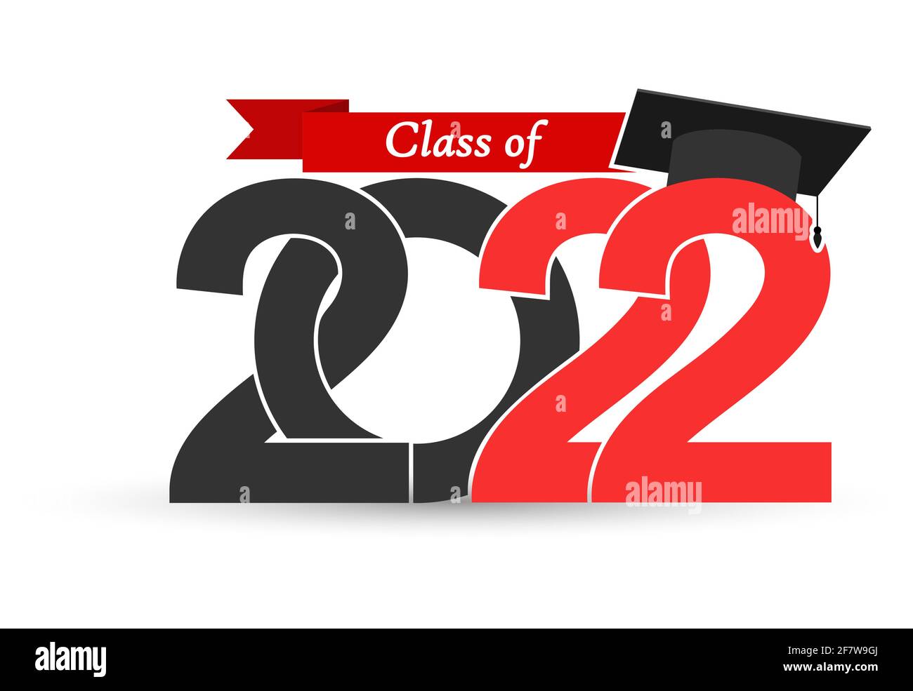 Class 2022. Stylized inscription with the year and the graduate's cap ...