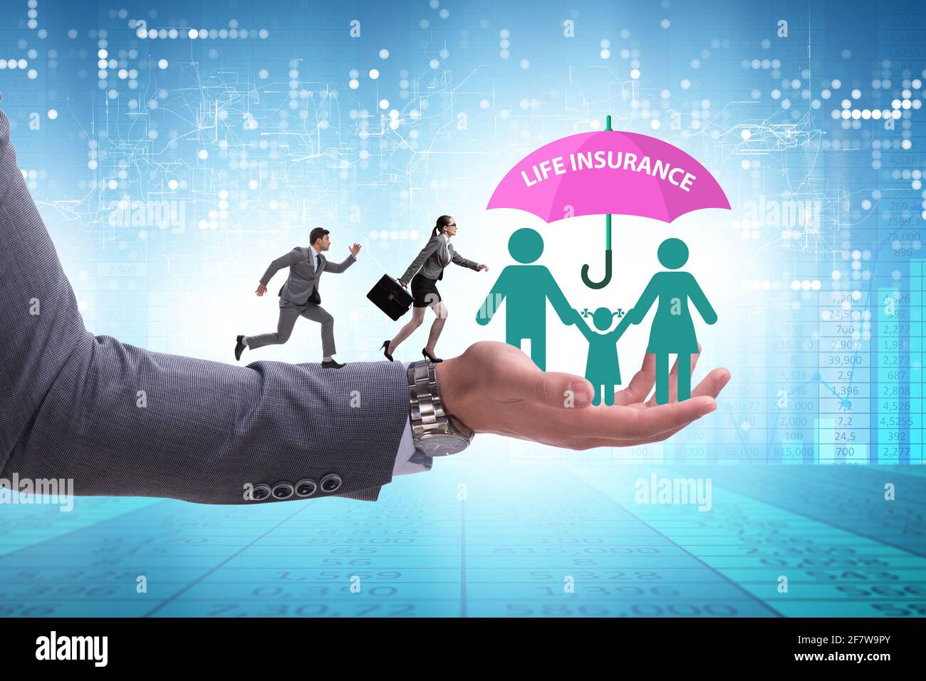 Life insurance concept with family under the umbrella Stock Photo - Alamy