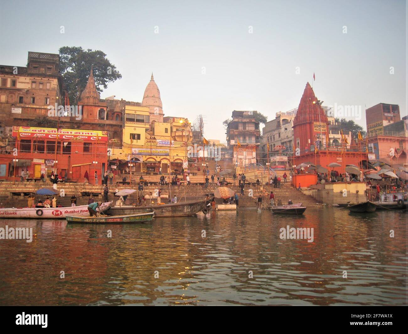 Varanasi seen from the Ganges river an early morning. Varanasi is ...