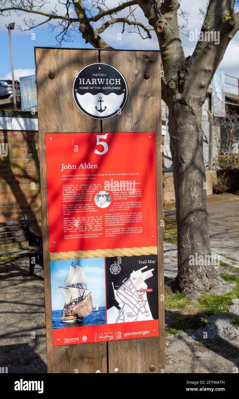 Historic Mayflower trail, John Alden information, Harwich, Essex ...