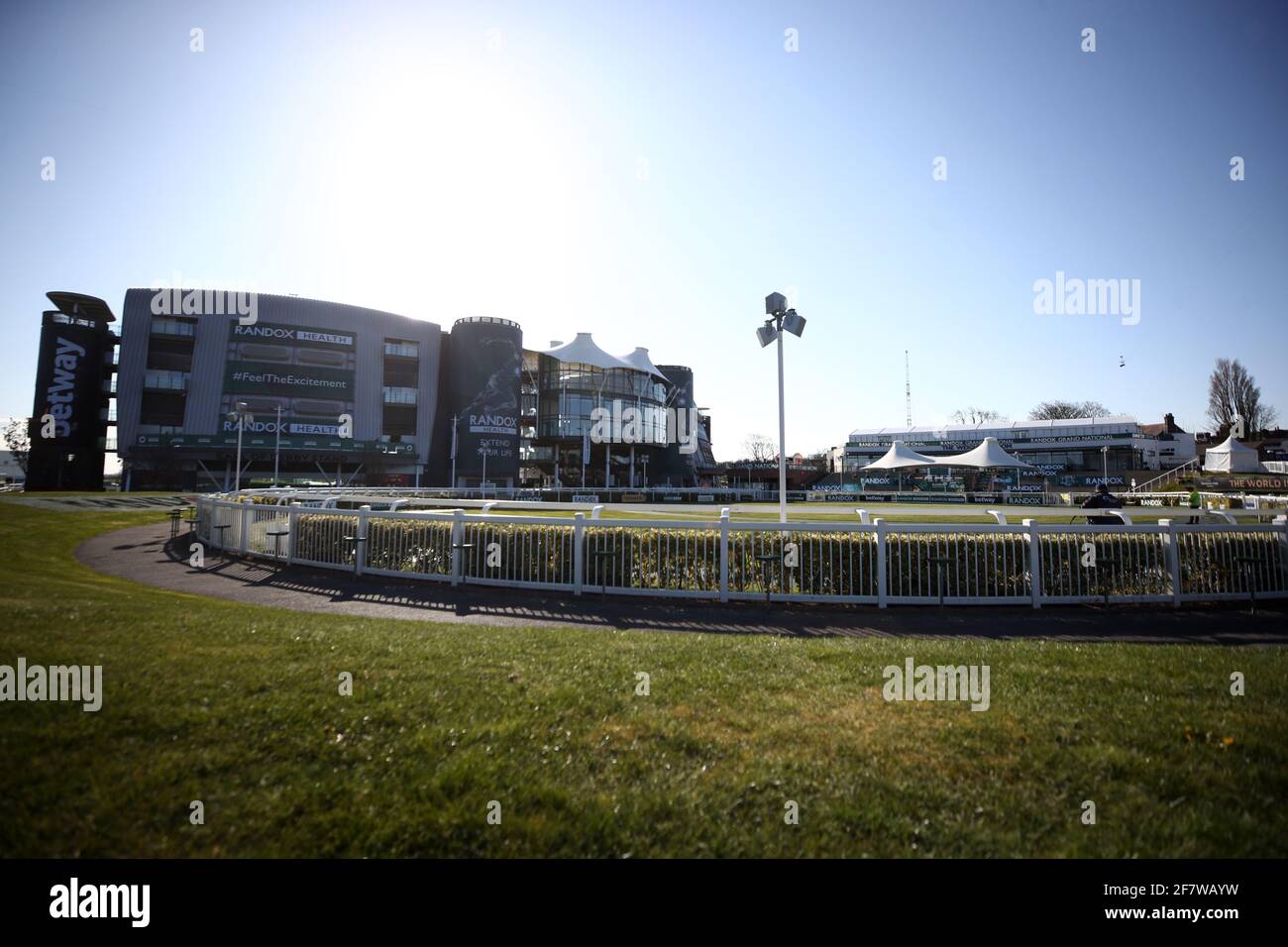 A general view of the parade ring at Aintree Racecourse ahead of Grand ...