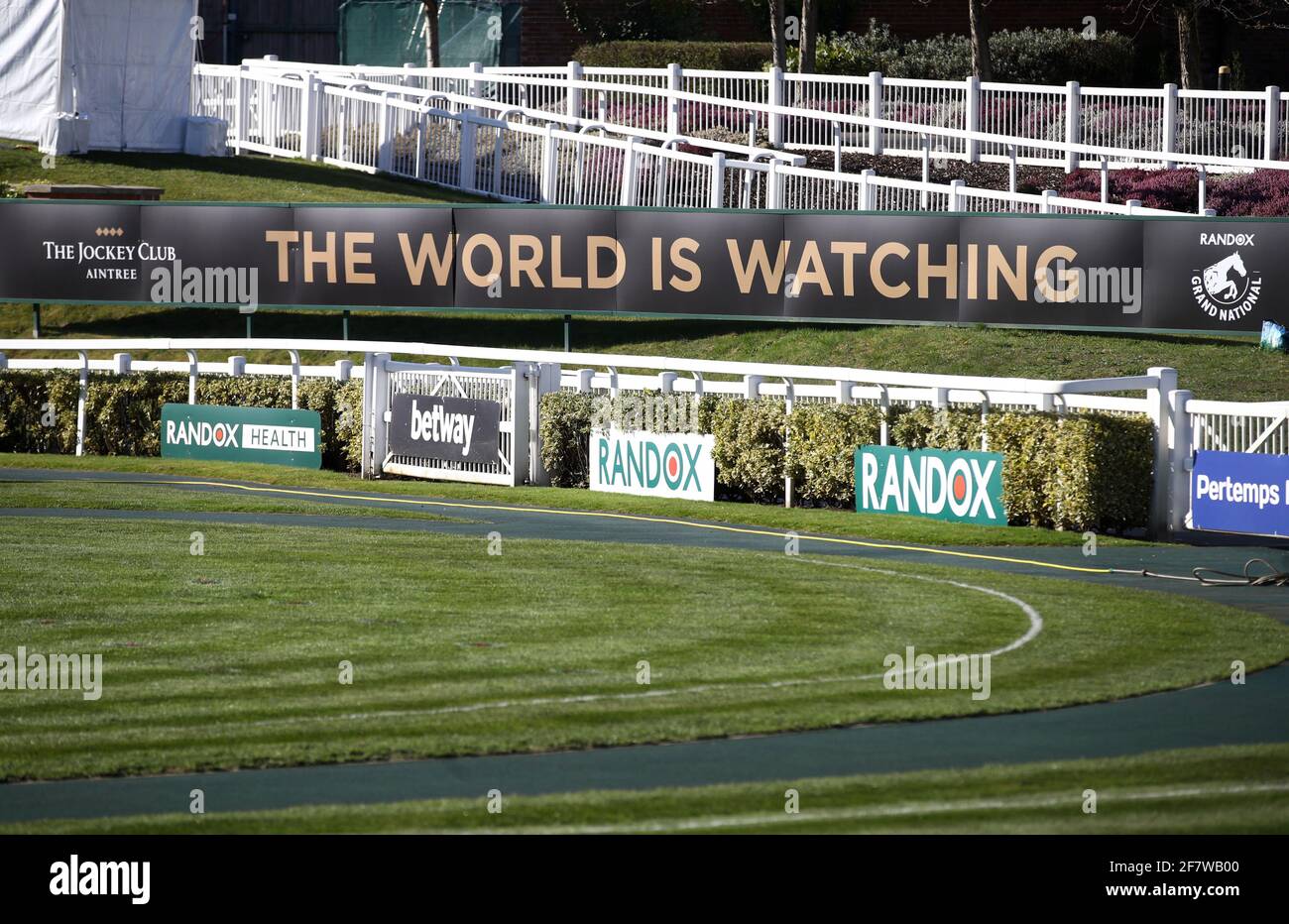 A general view of the parade ring at Aintree Racecourse ahead of Grand ...