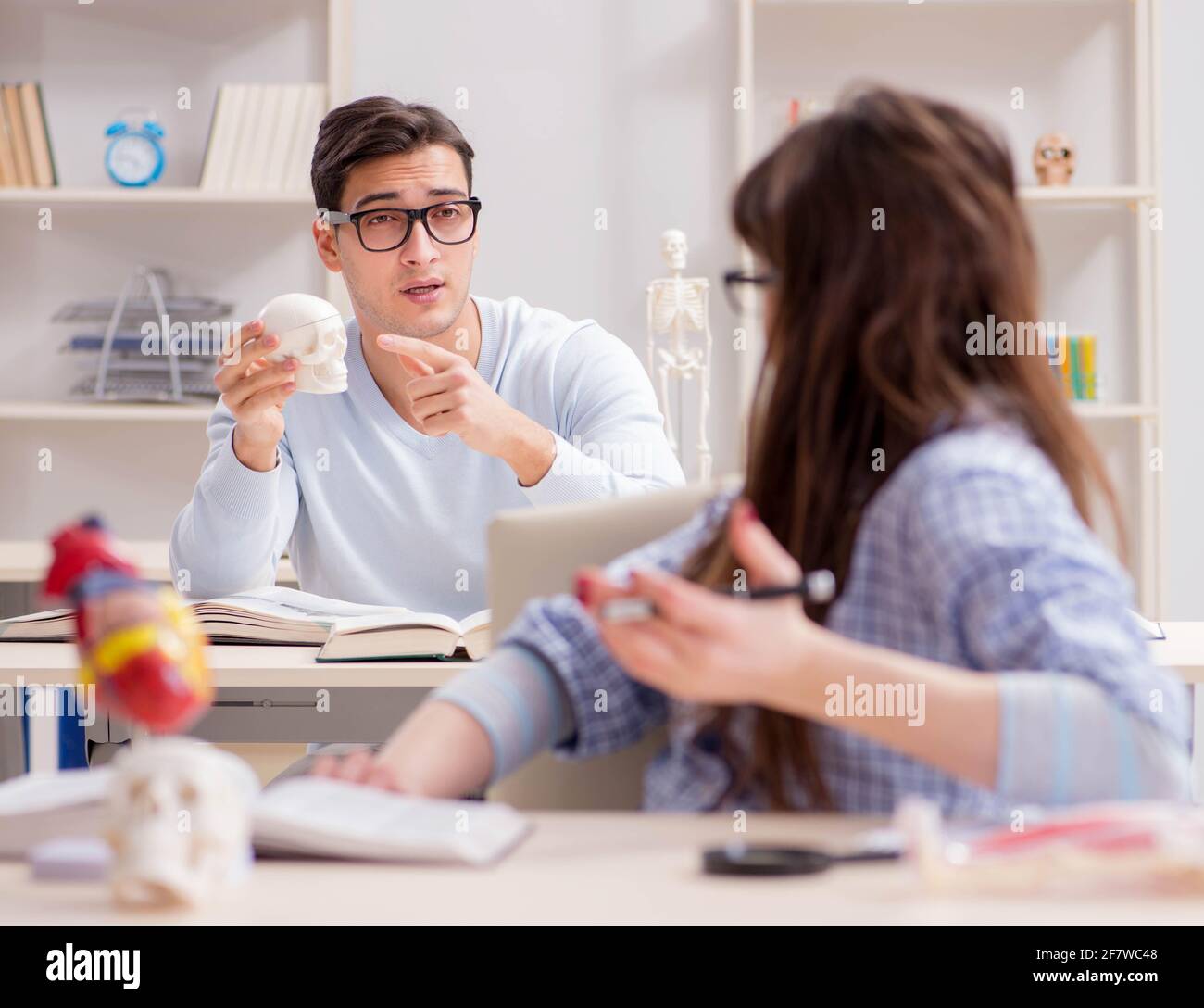 The two medical students studying in classroom Stock Photo - Alamy