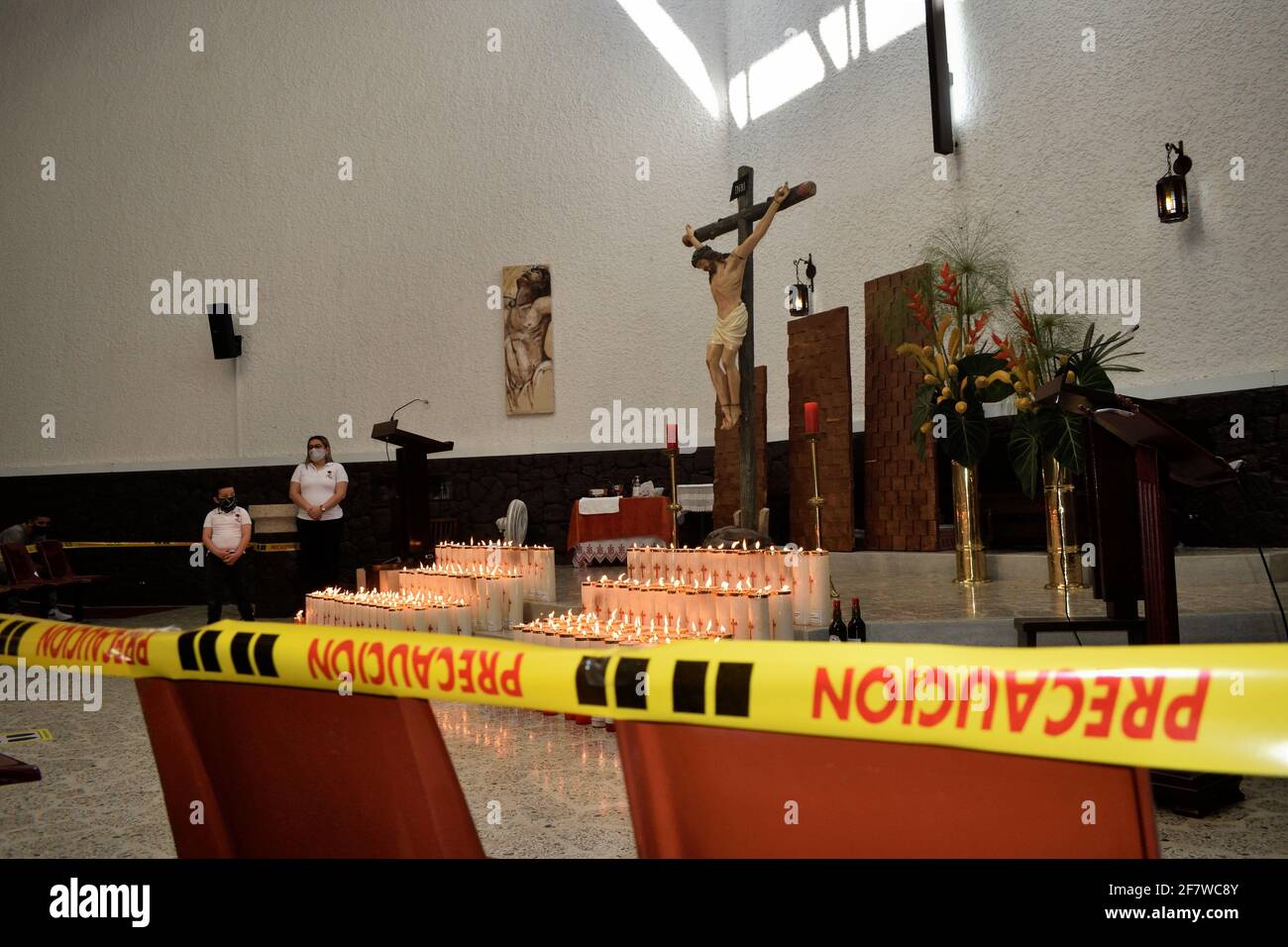 MEDELLIN, COLOMBIA - Apr 03, 2021: Statue of Jesus Christ protected ...