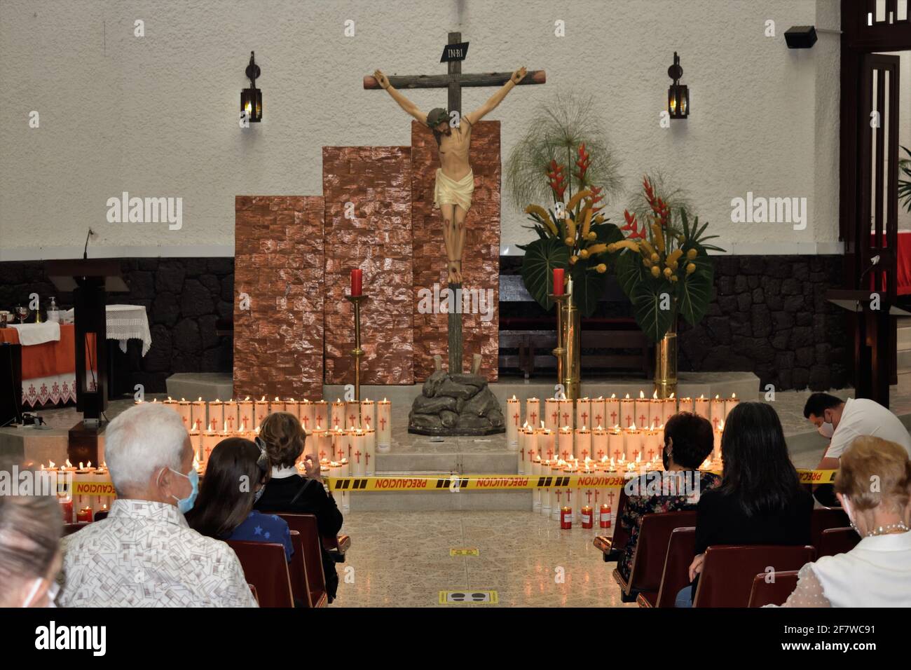 MEDELLIN, COLOMBIA - Apr 03, 2021: Statue of Jesus Christ protected ...