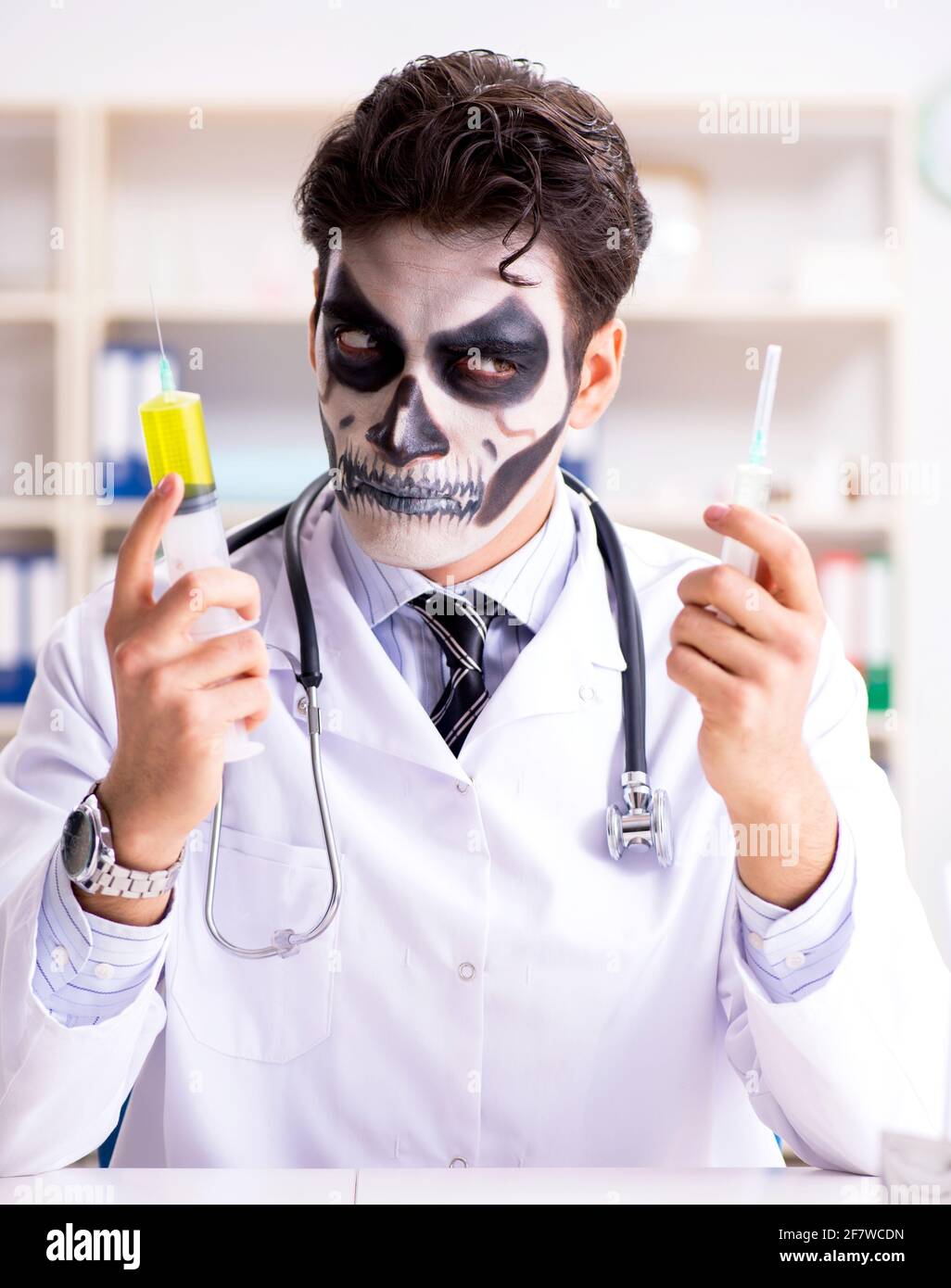 The scary monster doctor working in lab Stock Photo - Alamy