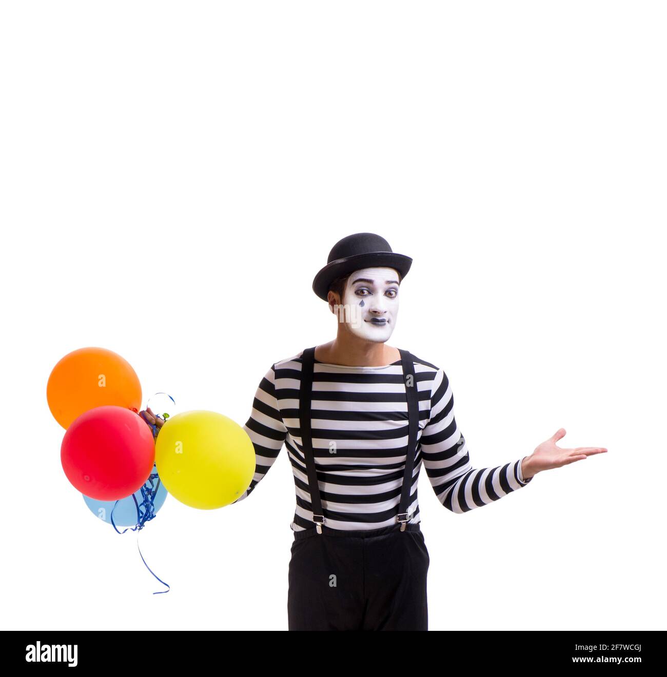 The mime with balloons isolated on white background Stock Photo - Alamy