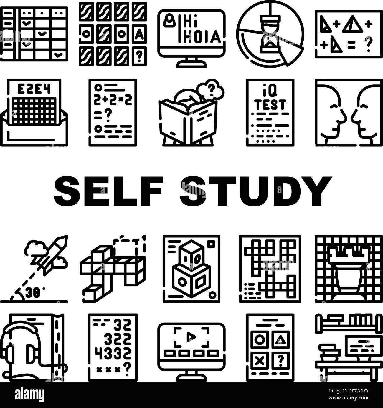 Self Study Lessons Collection Icons Set Vector Stock Vector Image & Art ...