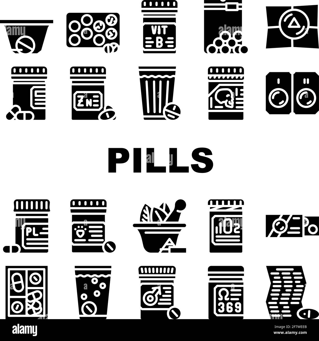 Pills Medicaments Collection Icons Set Vector Illustration Stock Vector ...