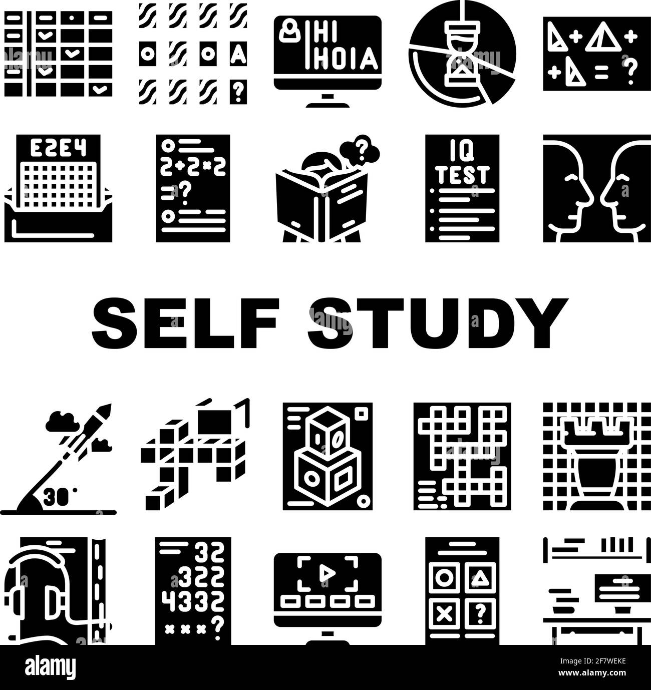 Self Study Lessons Collection Icons Set Vector Stock Vector Image & Art ...