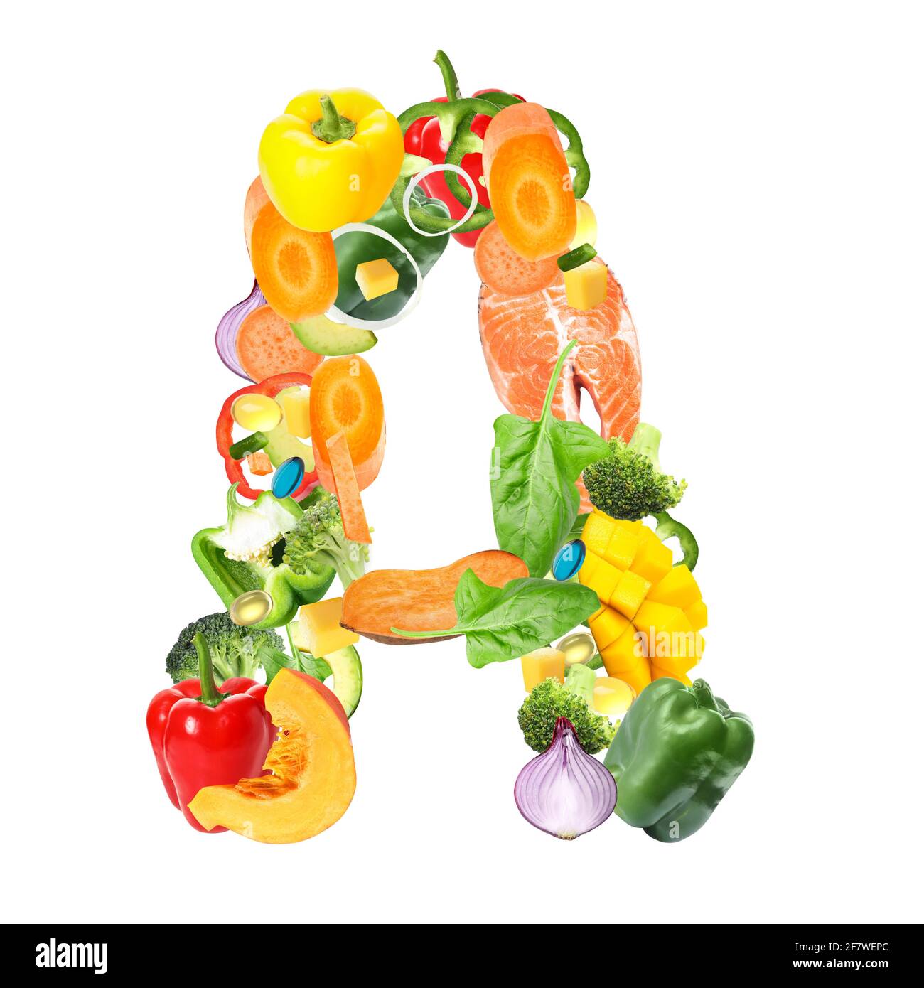 Letter A made of healthy products on white background Stock Photo - Alamy