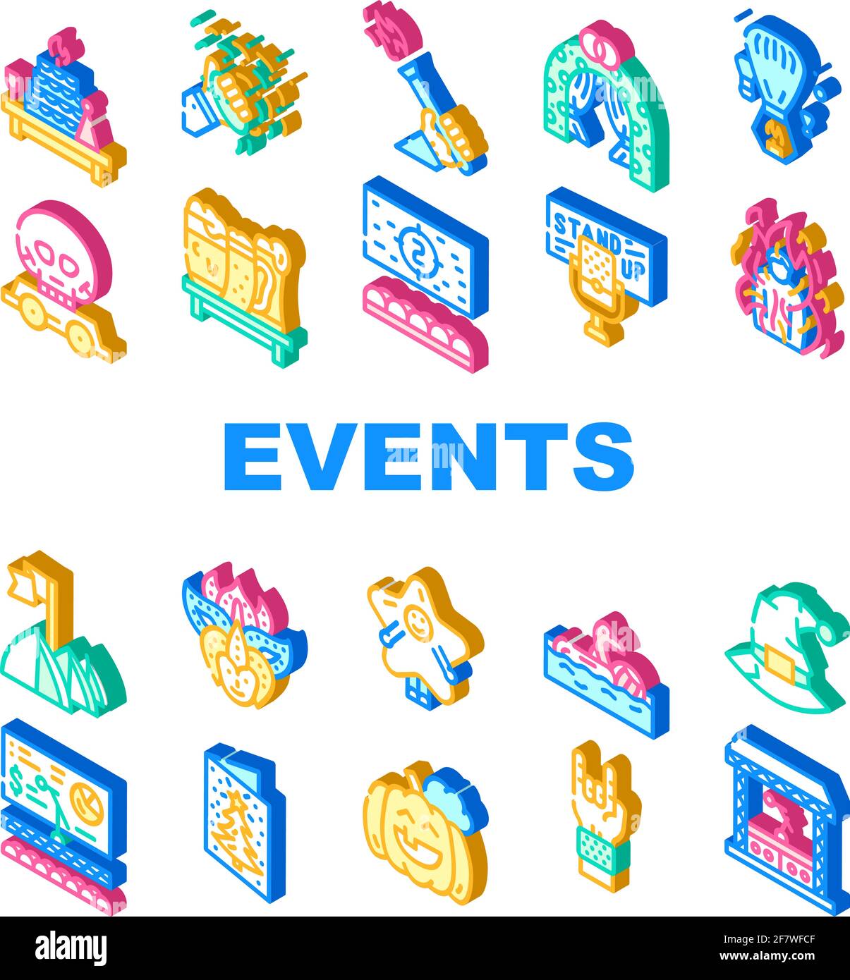 Events And Festival Collection Icons Set Vector Stock Vector Image ...