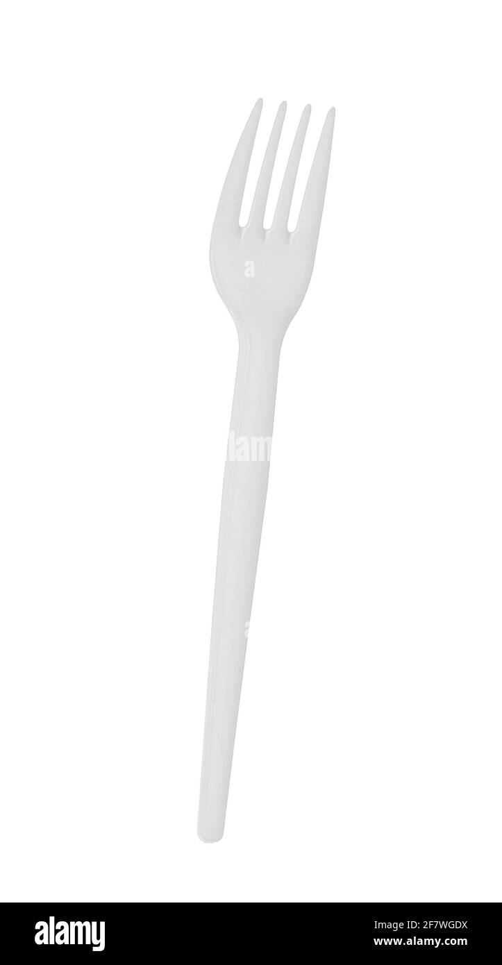 Plastic fork on white background Stock Photo - Alamy