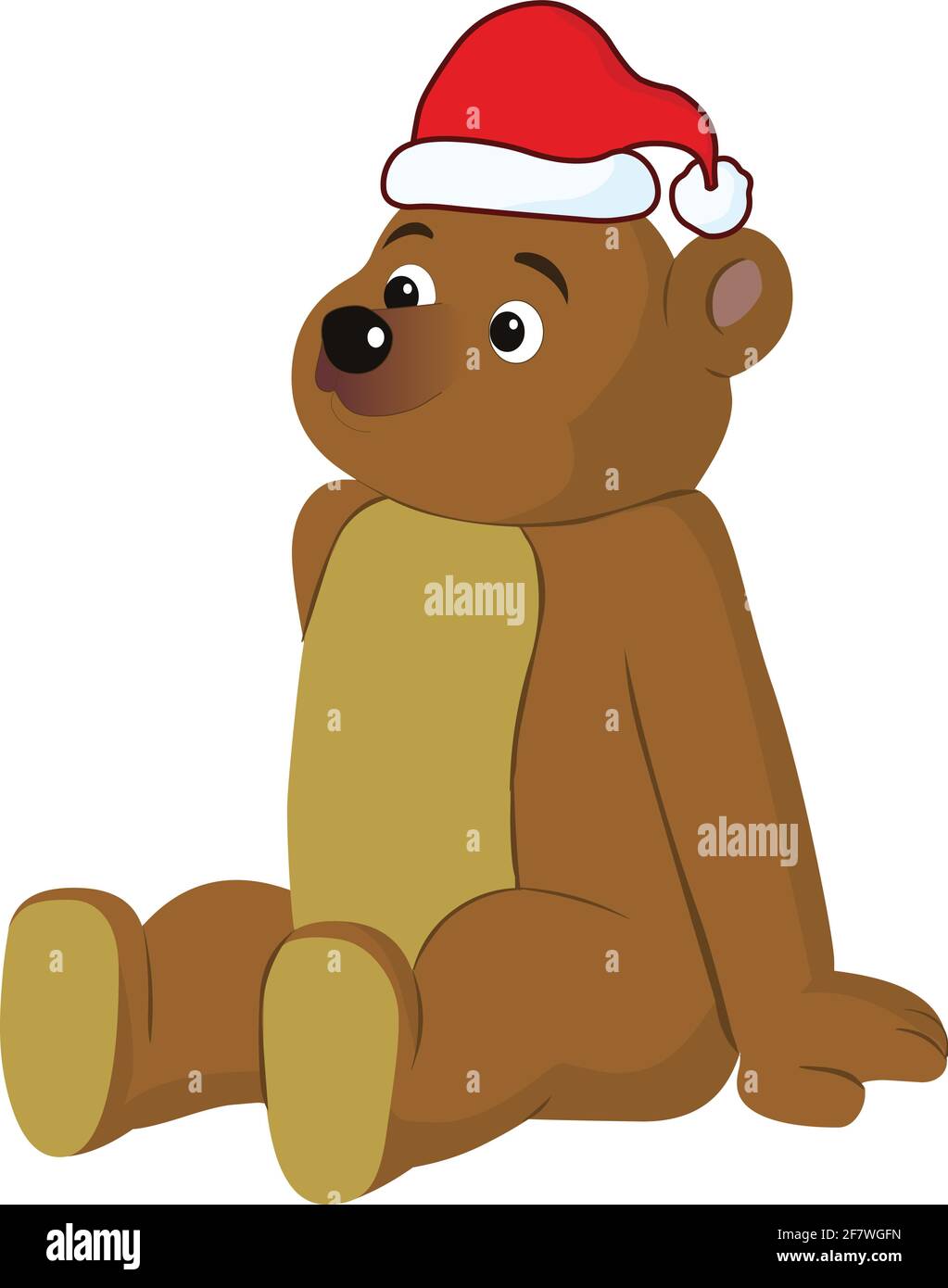 Cute bear cub with christmas cartoon illustration hat isolated on white ...