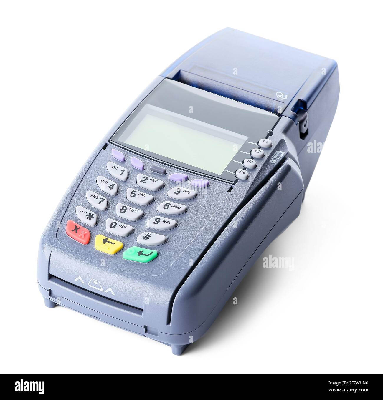 Payment terminal on white background Stock Photo - Alamy