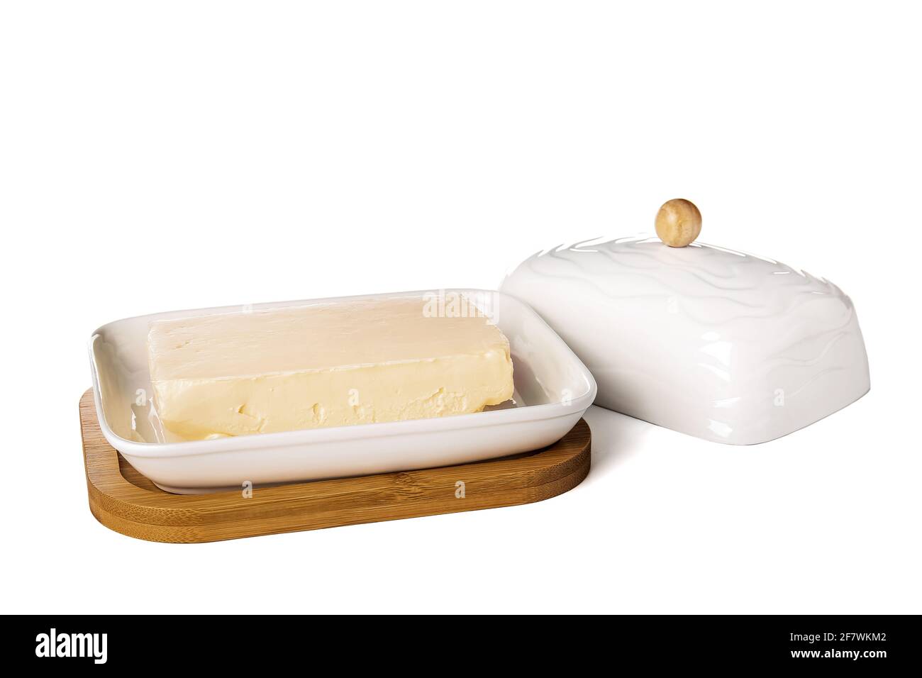 Box with fresh butter on white background Stock Photo - Alamy