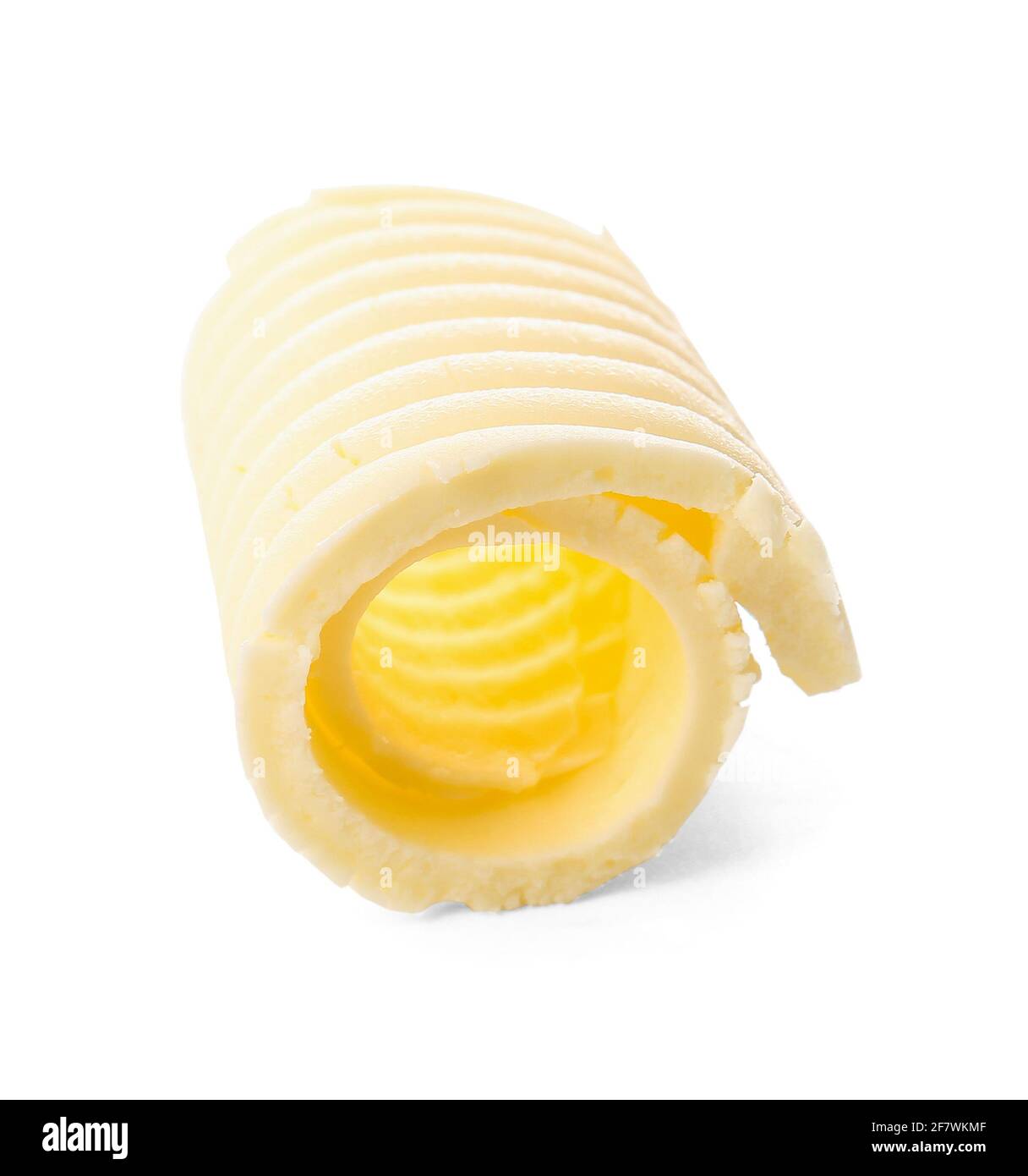 Curl of fresh butter on white background Stock Photo - Alamy