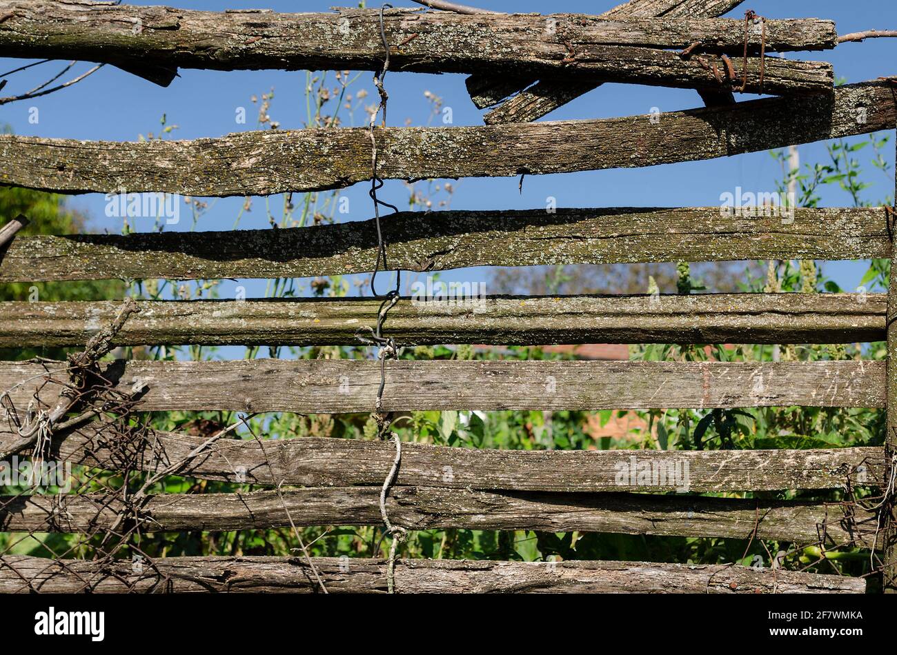 Wooden logs fence stock photo Stock Photo - Alamy