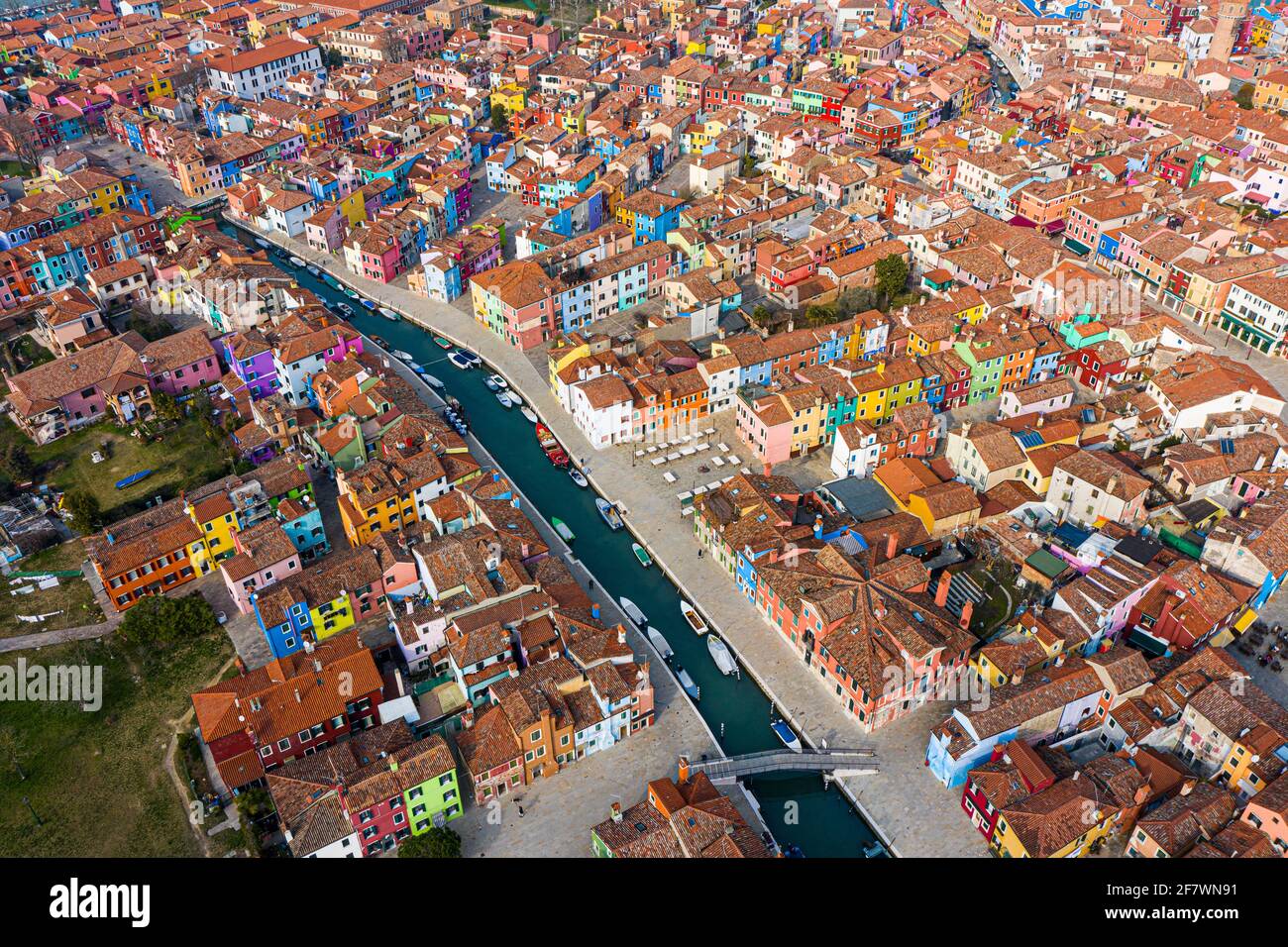 Aerial view of the colorful houses of the Burano Island Stock Photo - Alamy