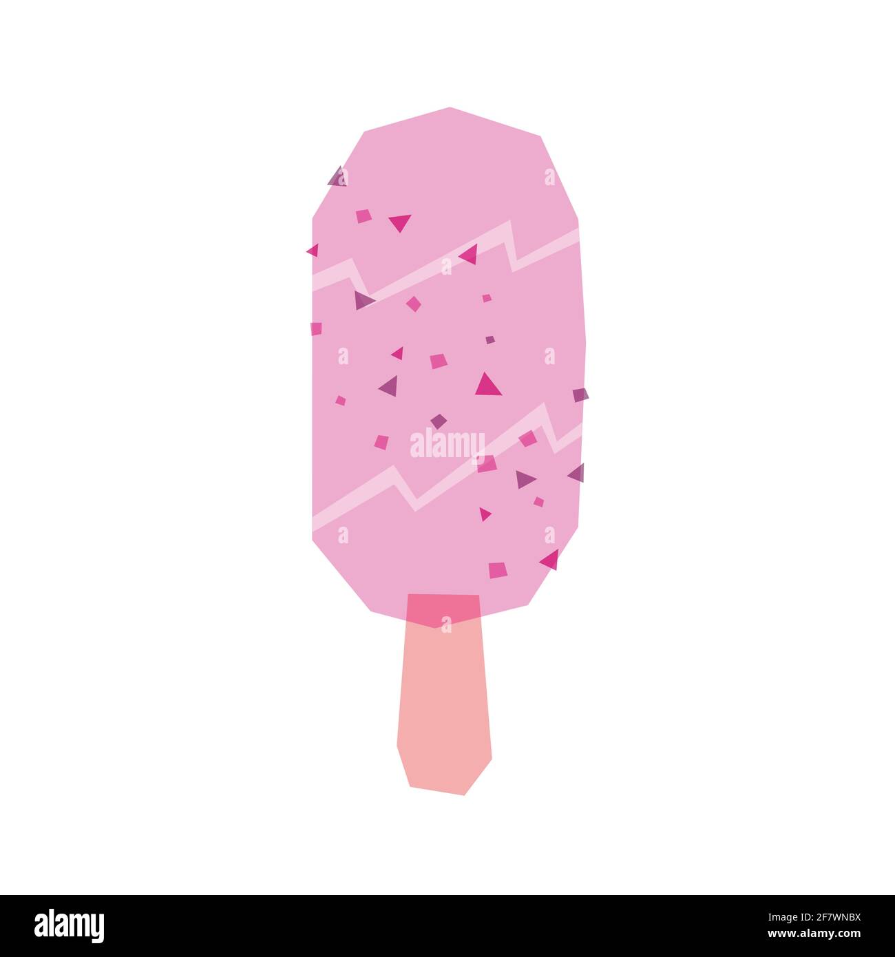 Low poly pink popsicle on white background with overprint blending ...