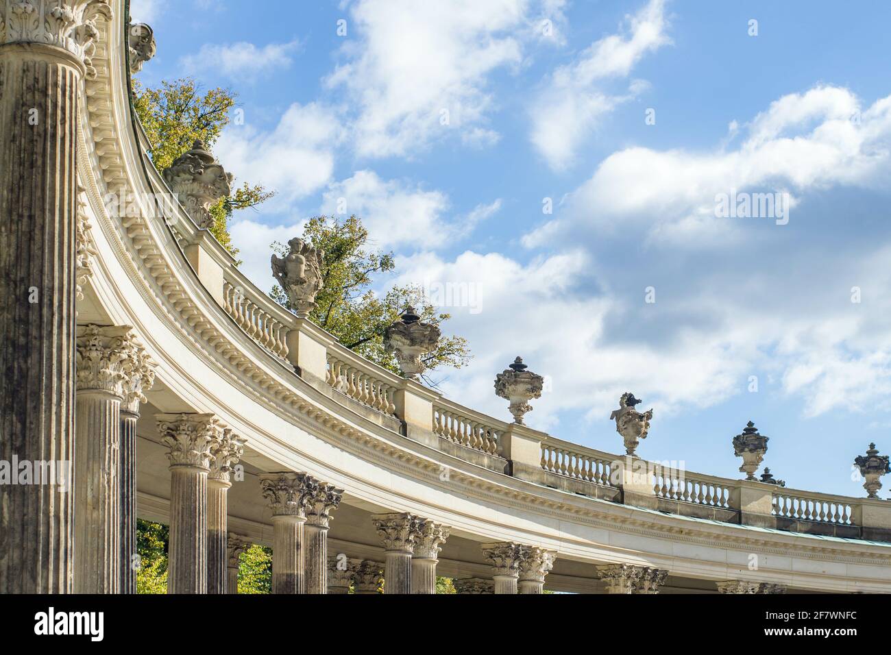Beautiful scenery of the Sanssouci Palace columns at daylight in ...