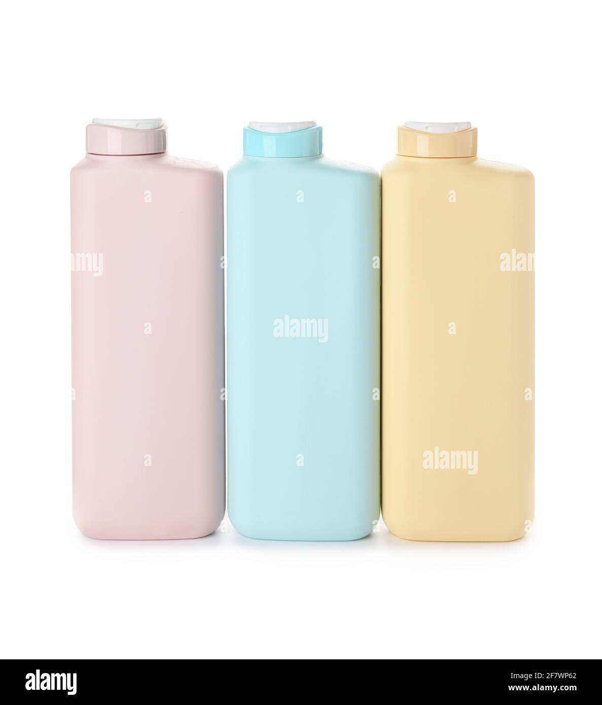 Different bottles of shower gel on white background Stock Photo - Alamy